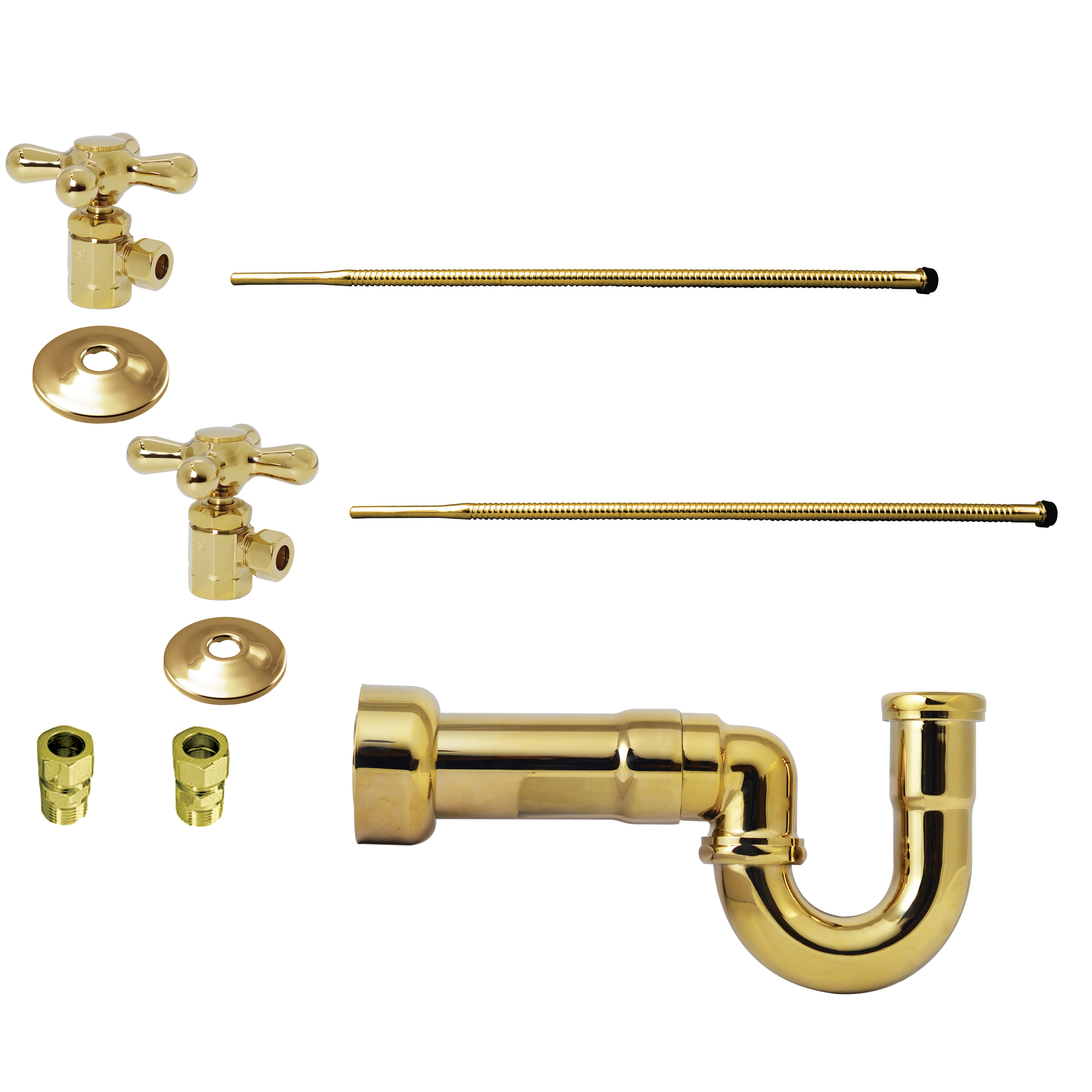 Westbrass LA-Style Pedestal Sink Supply Kit with P-Trap, Lines, Flanges ...