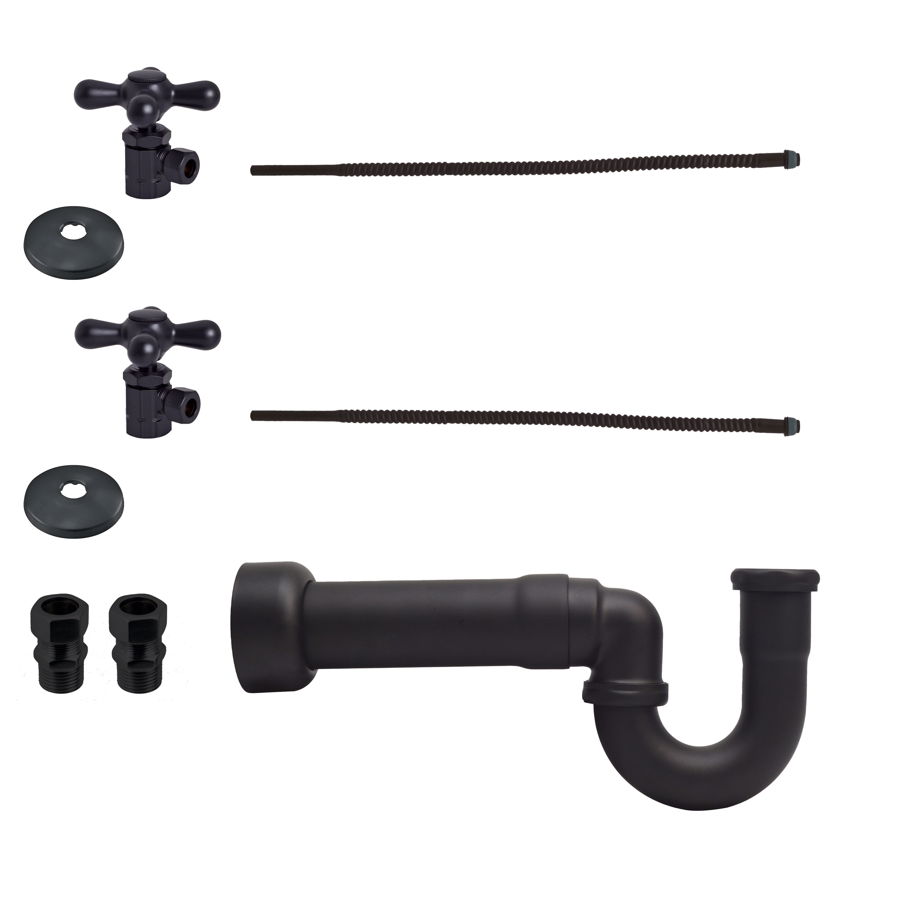 Westbrass LA-Style Pedestal Sink Supply Kit with P-Trap, Lines, Flanges ...