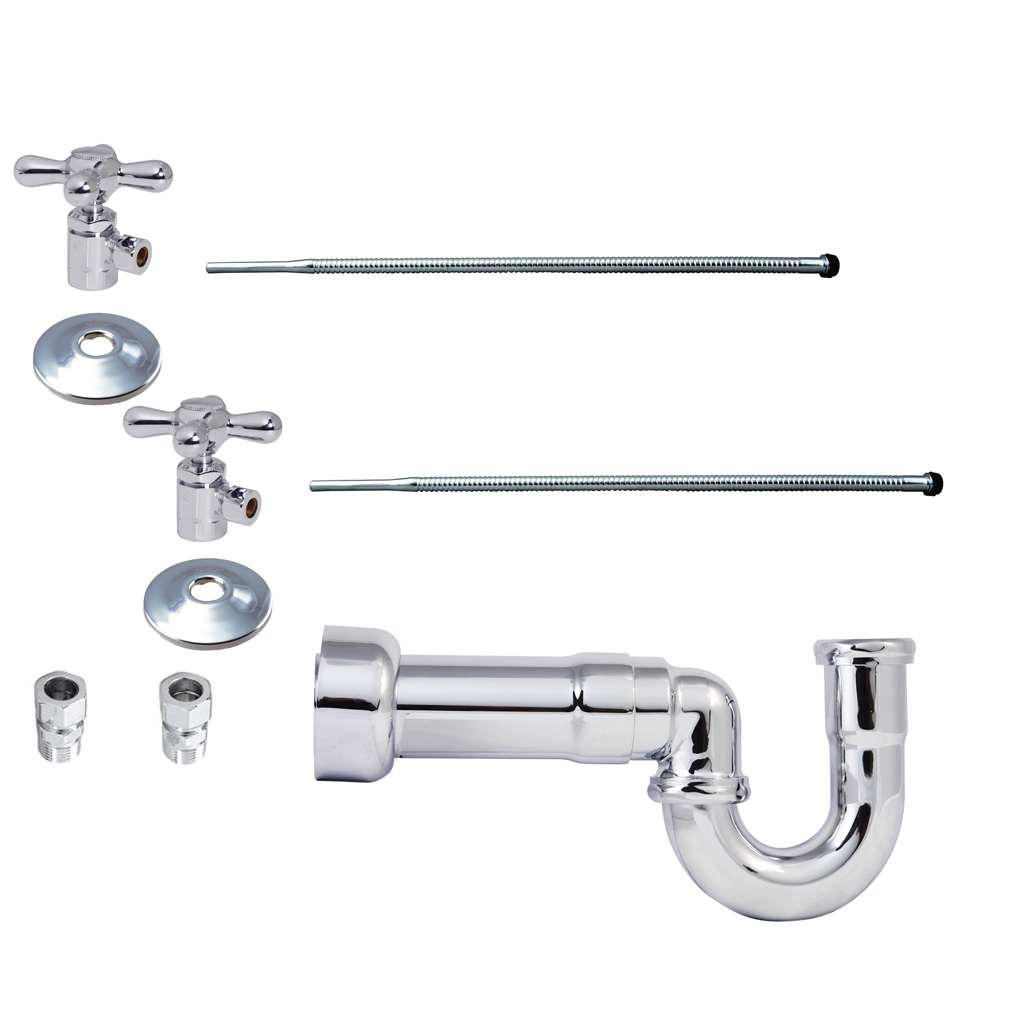 Westbrass LA-Style Pedestal Sink Supply Kit with P-Trap, Lines, Flanges ...