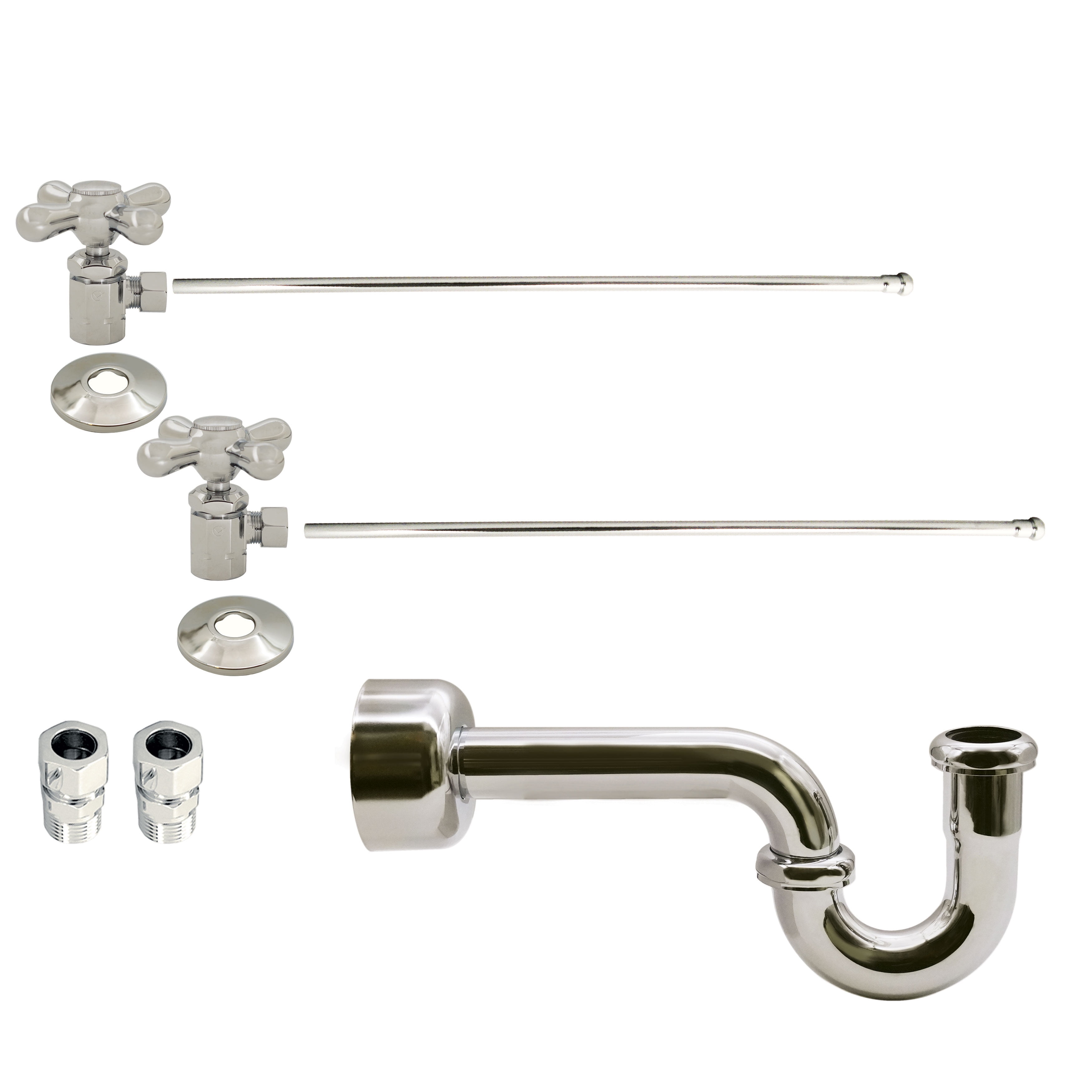 Westbrass Console Sink Supply Line Kit with P-Trap, Flanges and Cross ...