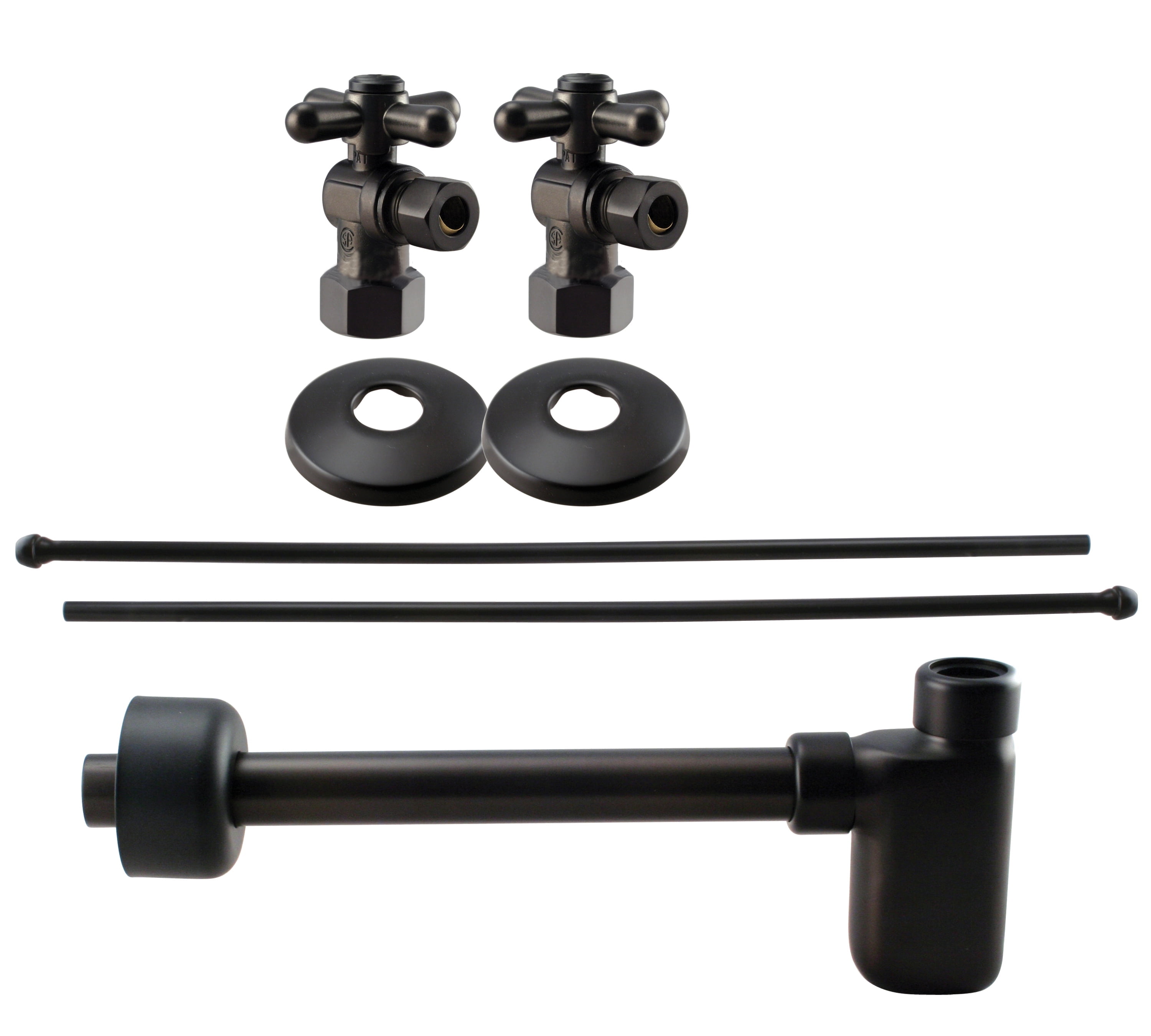 Westbrass Console Sink Trim Kit with European flat trap, Bullnose Lines ...