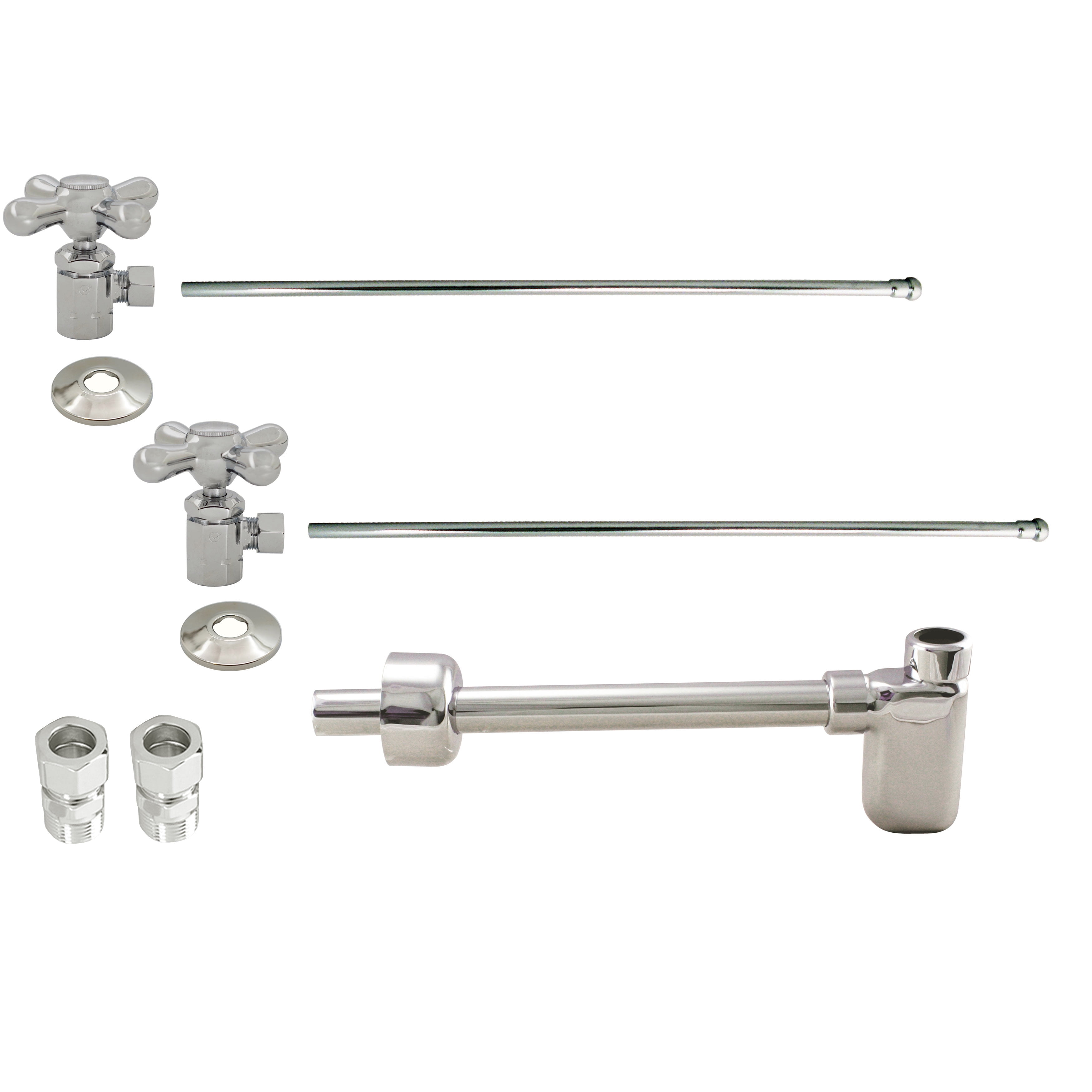 Westbrass Console Sink Trim Kit with European flat trap and Cross ...