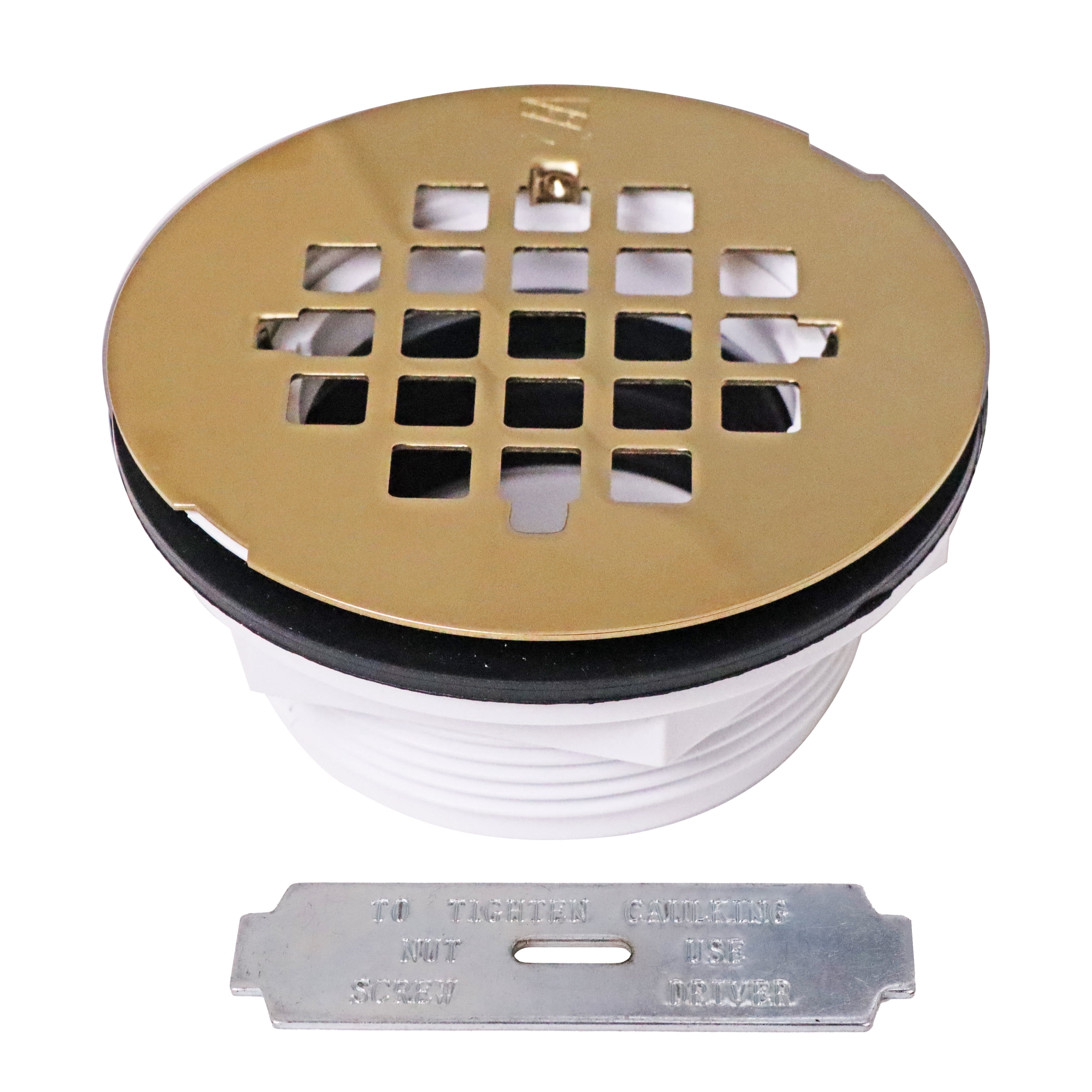 Westbrass 4-1/4" Round Shower Drain Cover with PVC Compression Pipe ...