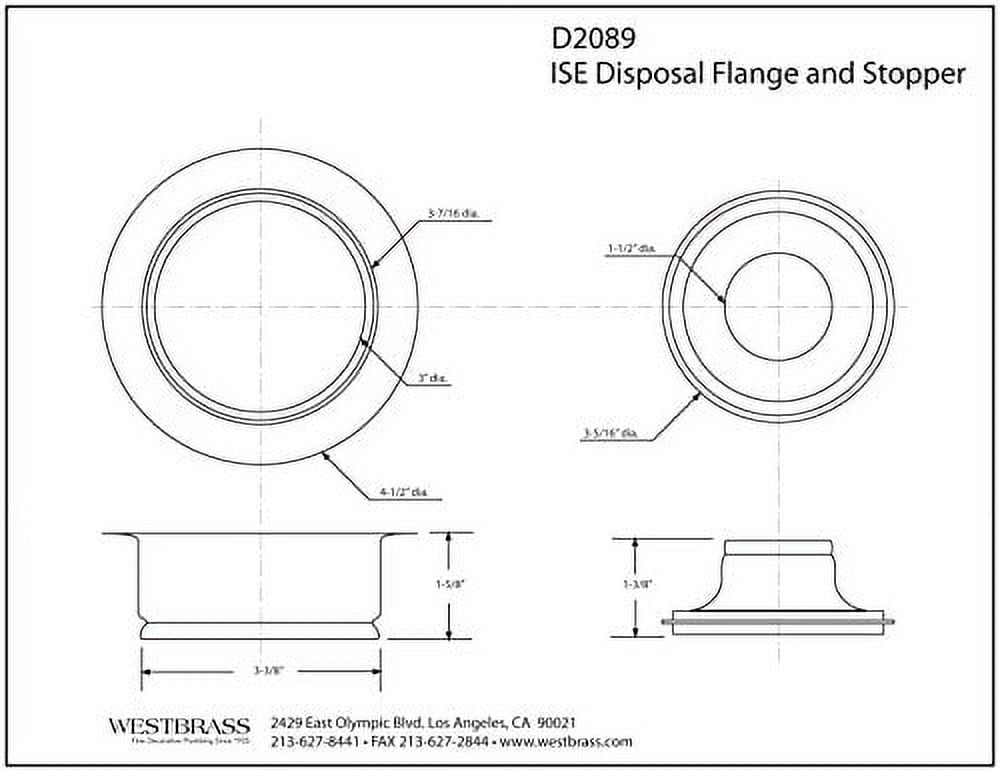 Westbrass D2089-62 3-Bolt mount Waste Disposal Flange & Stopper, Matte ...