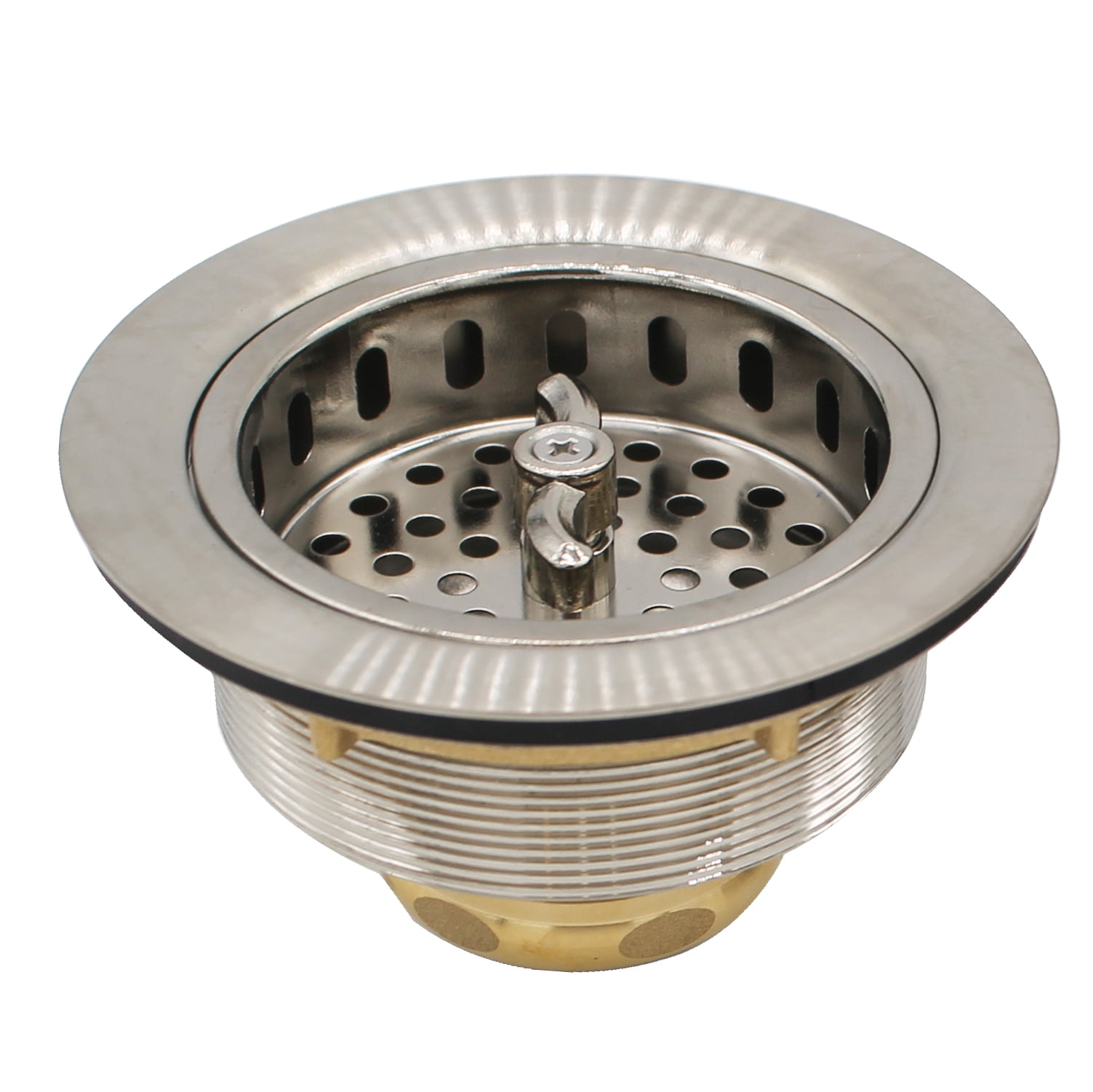 Westbrass D213-07 3-1/2"Brass Wing Nut Twist Style Kitchen Drain Basket ...
