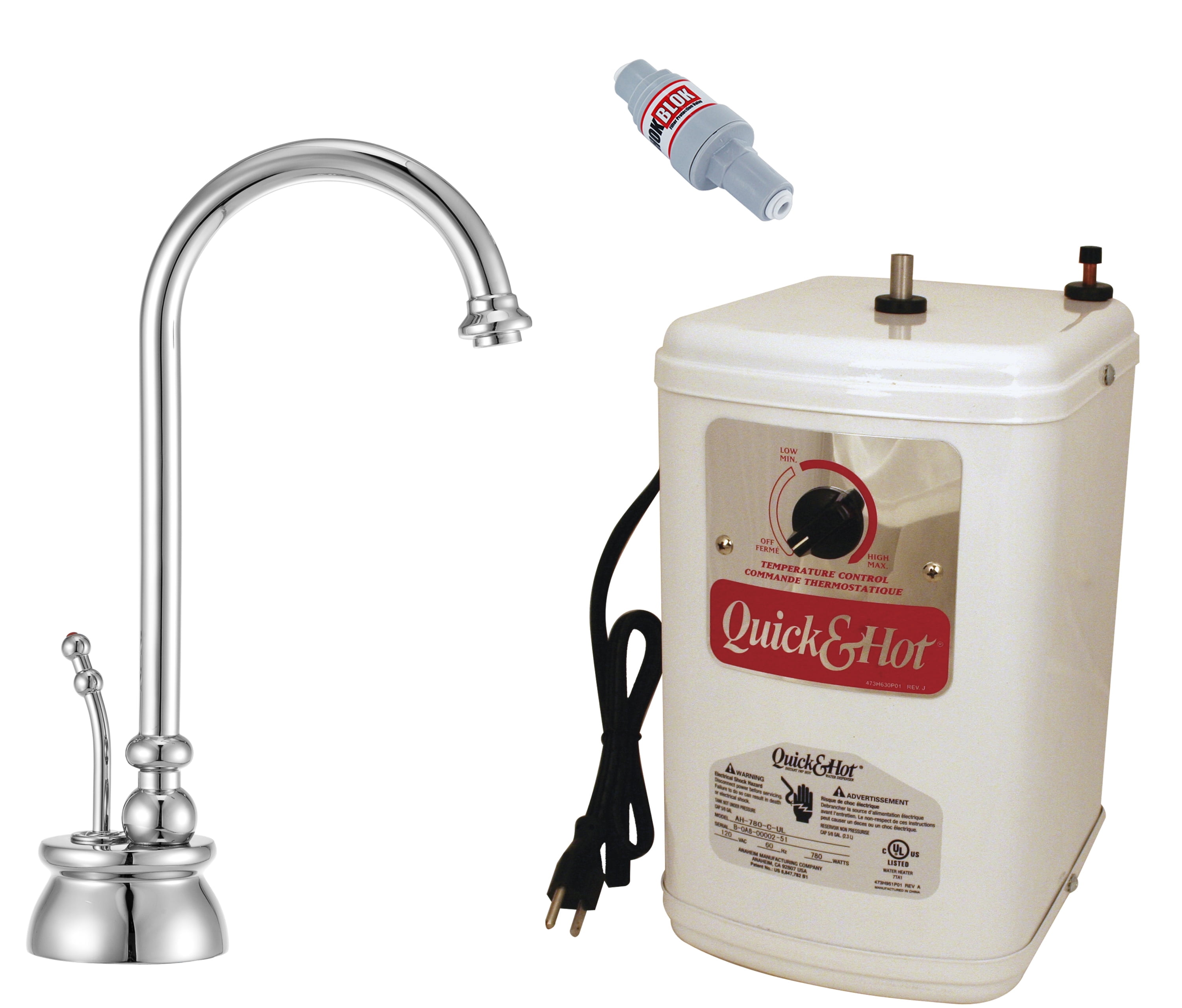 Westbrass 10" 1-Handle Hot Water Dispenser Faucet with Quick Hot Tank ...