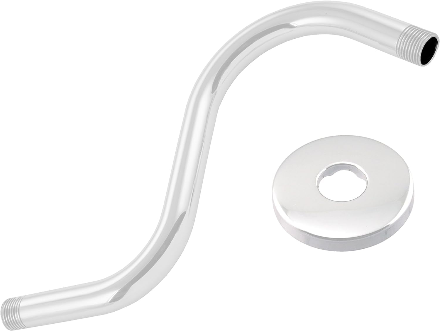 Westbrass 1/2" IPS x 8" S-Shaped Wall Mount Shower Arm with Flange ...