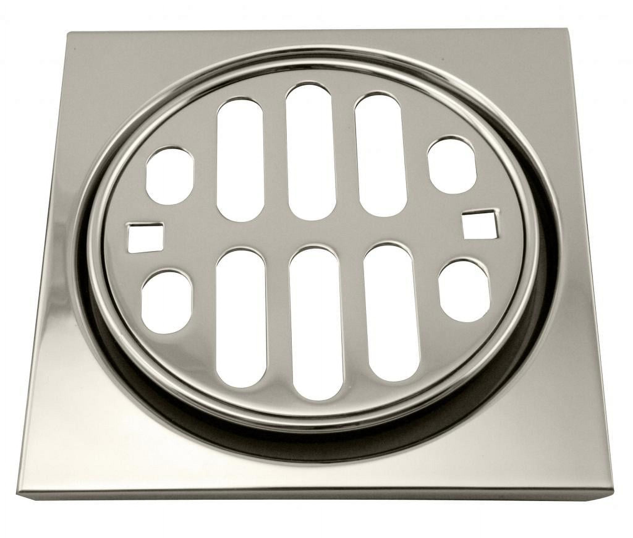 Westbrass D3171-05 4-1/4" Snap-In Shower Tile Square with 3-1/2" OD Round Grid Drain Cover ...