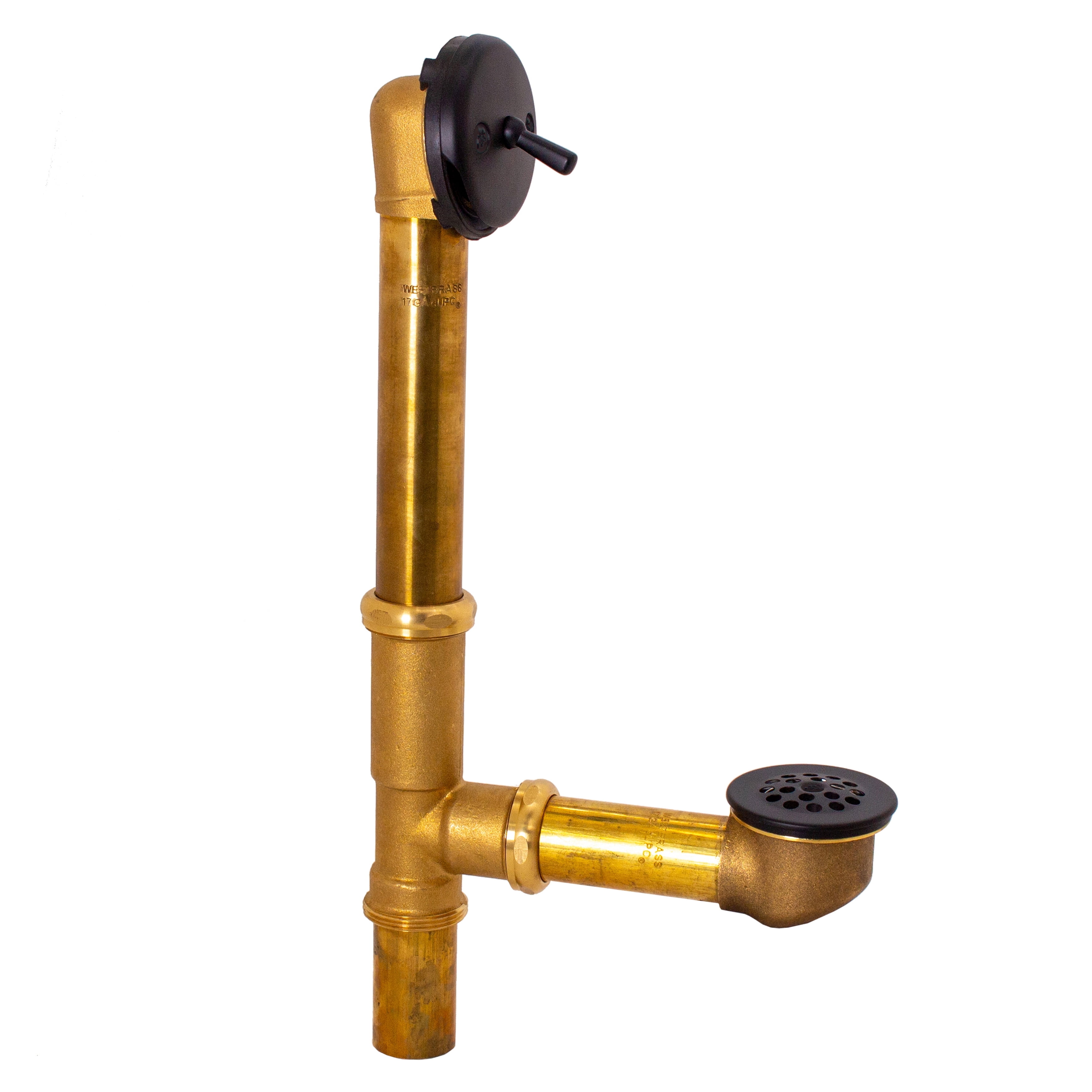 Westbrass 14" 17-Gauge Brass Bathtub Assembly with Trip Lever and ...