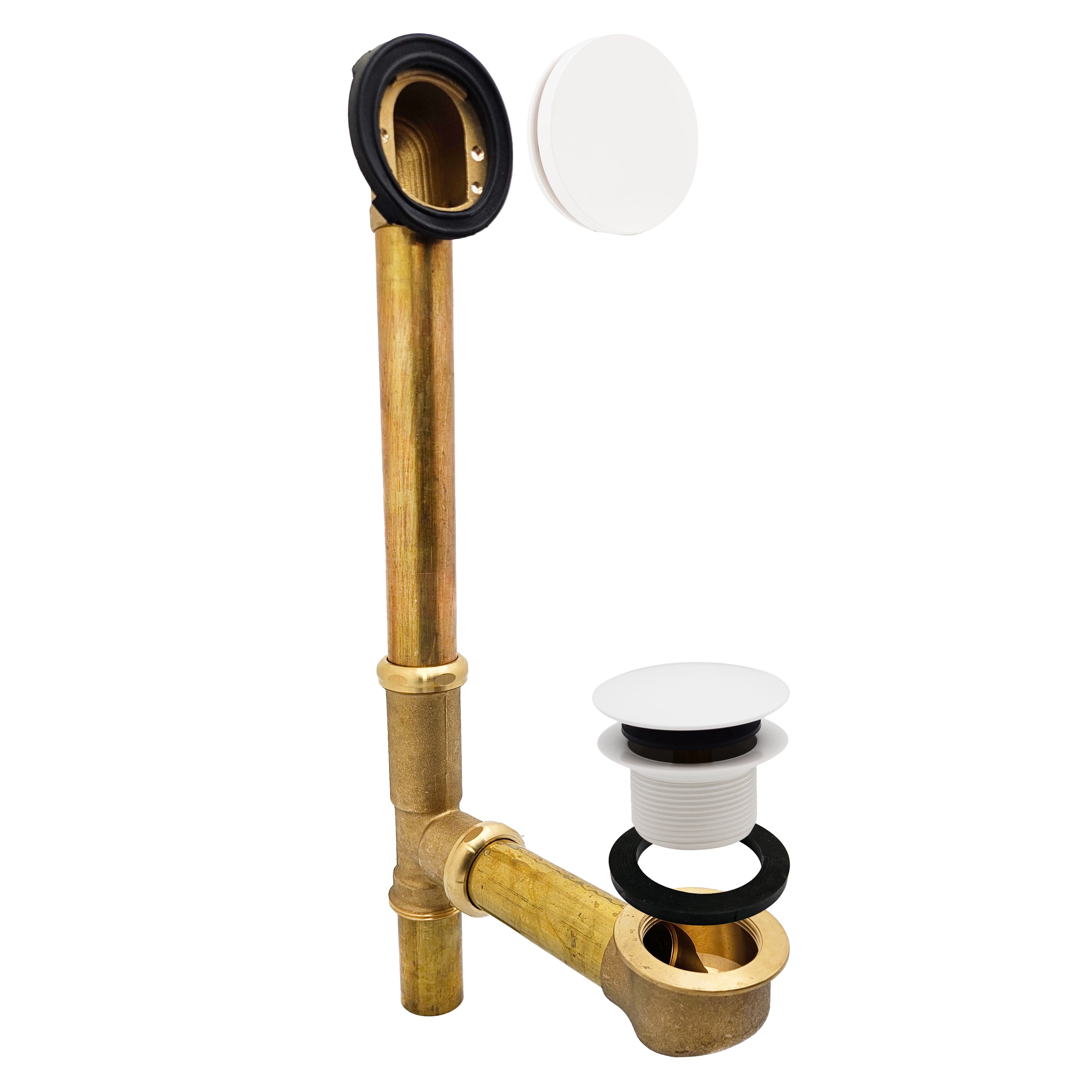 Westbrass 14" 17 Ga. Brass Tip-Toe Drain Bathtub Assembly with No-Hole ...