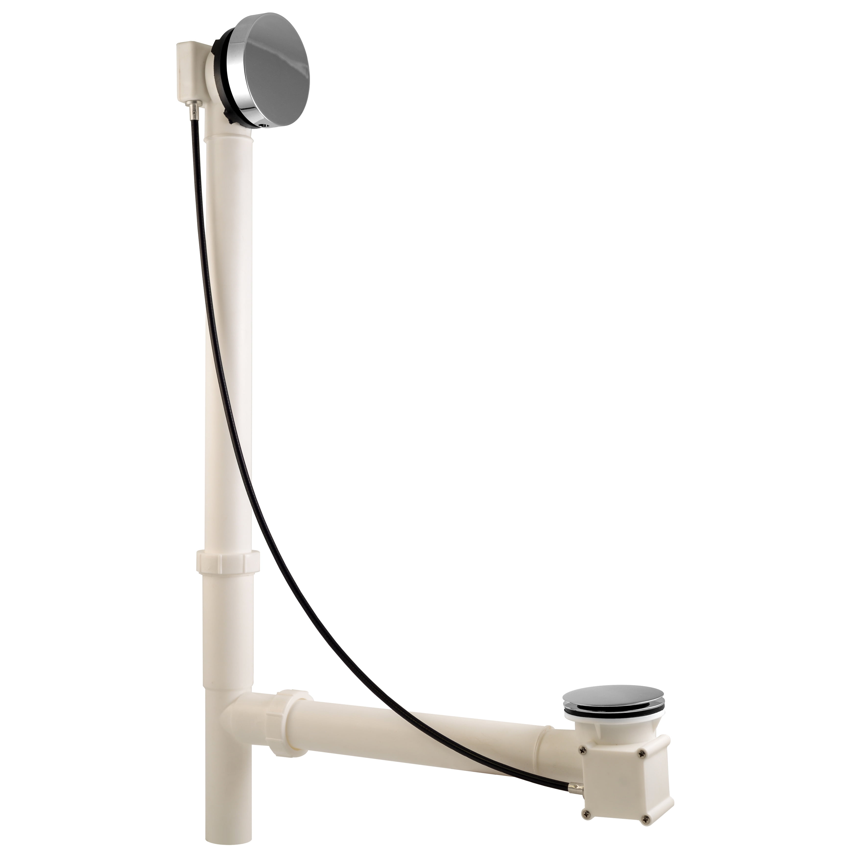 Westbrass 27" Cable Drive Bathtub Pop-Up Drain with Rotary Overflow and ...