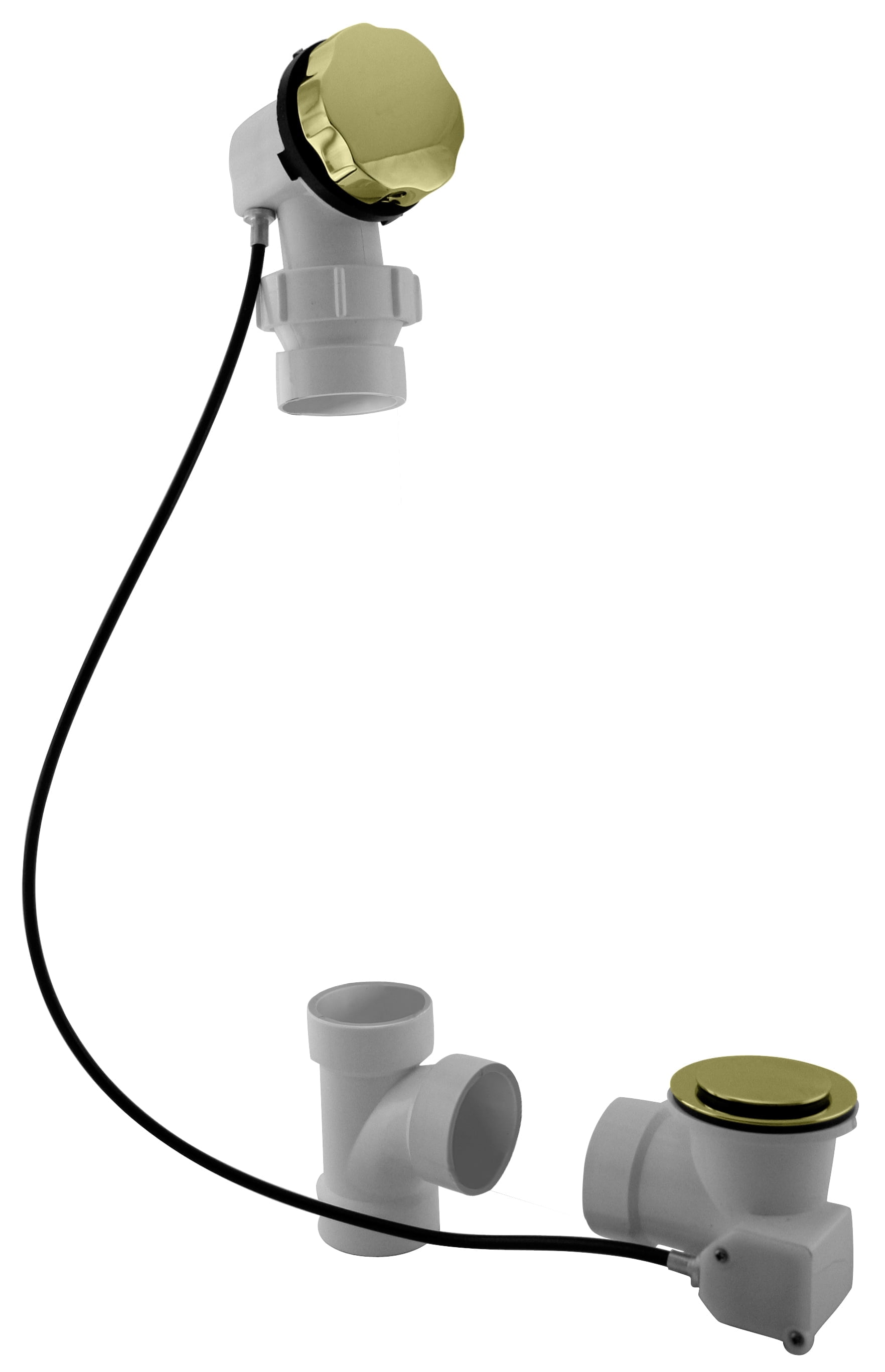 Westbrass 35" Cable Drive Bathtub Kit with Rotary Overflow Knob on a ...
