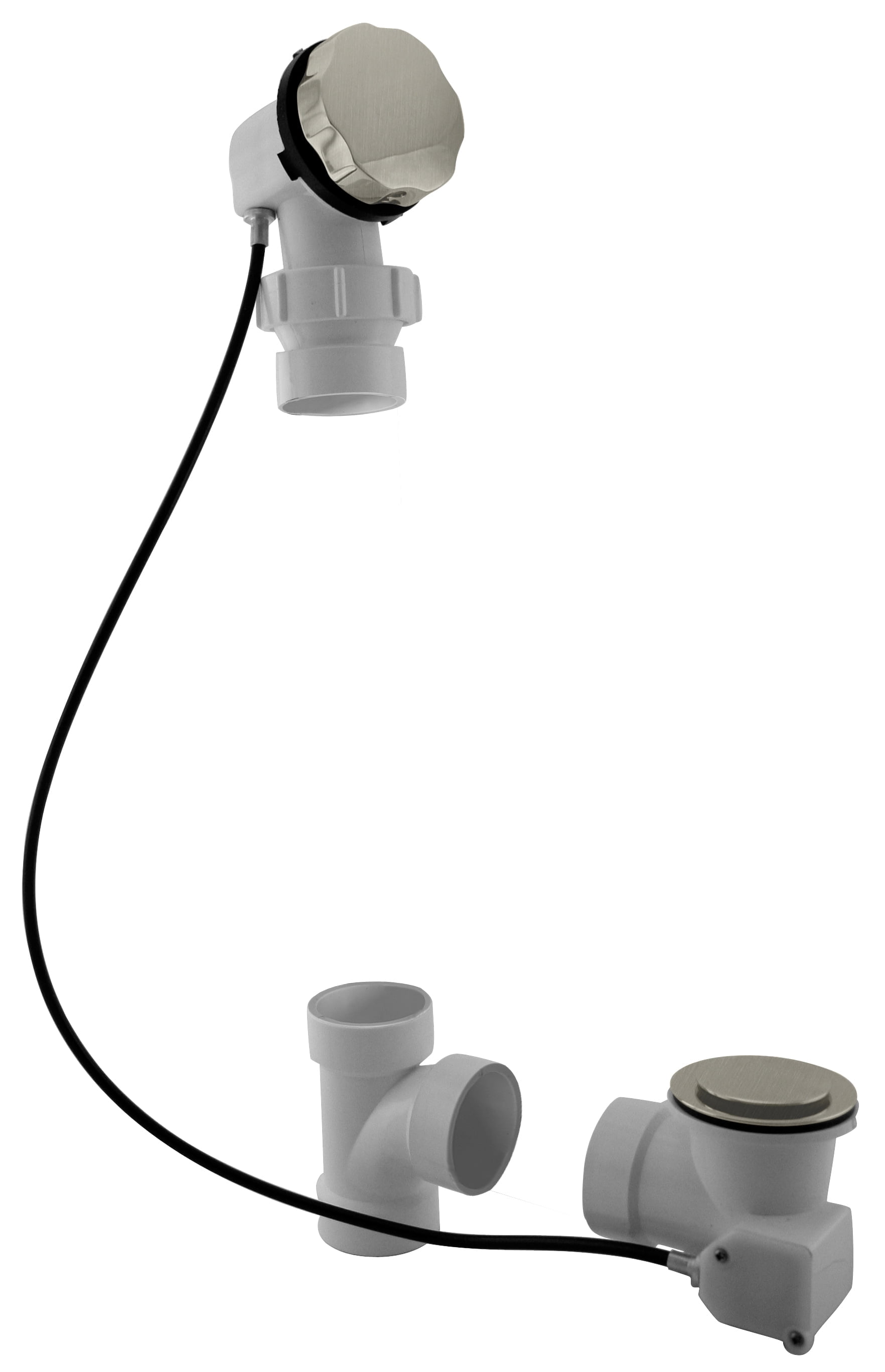 Westbrass 35" Cable Drive Bathtub Kit with Rotary Overflow Knob on a ...