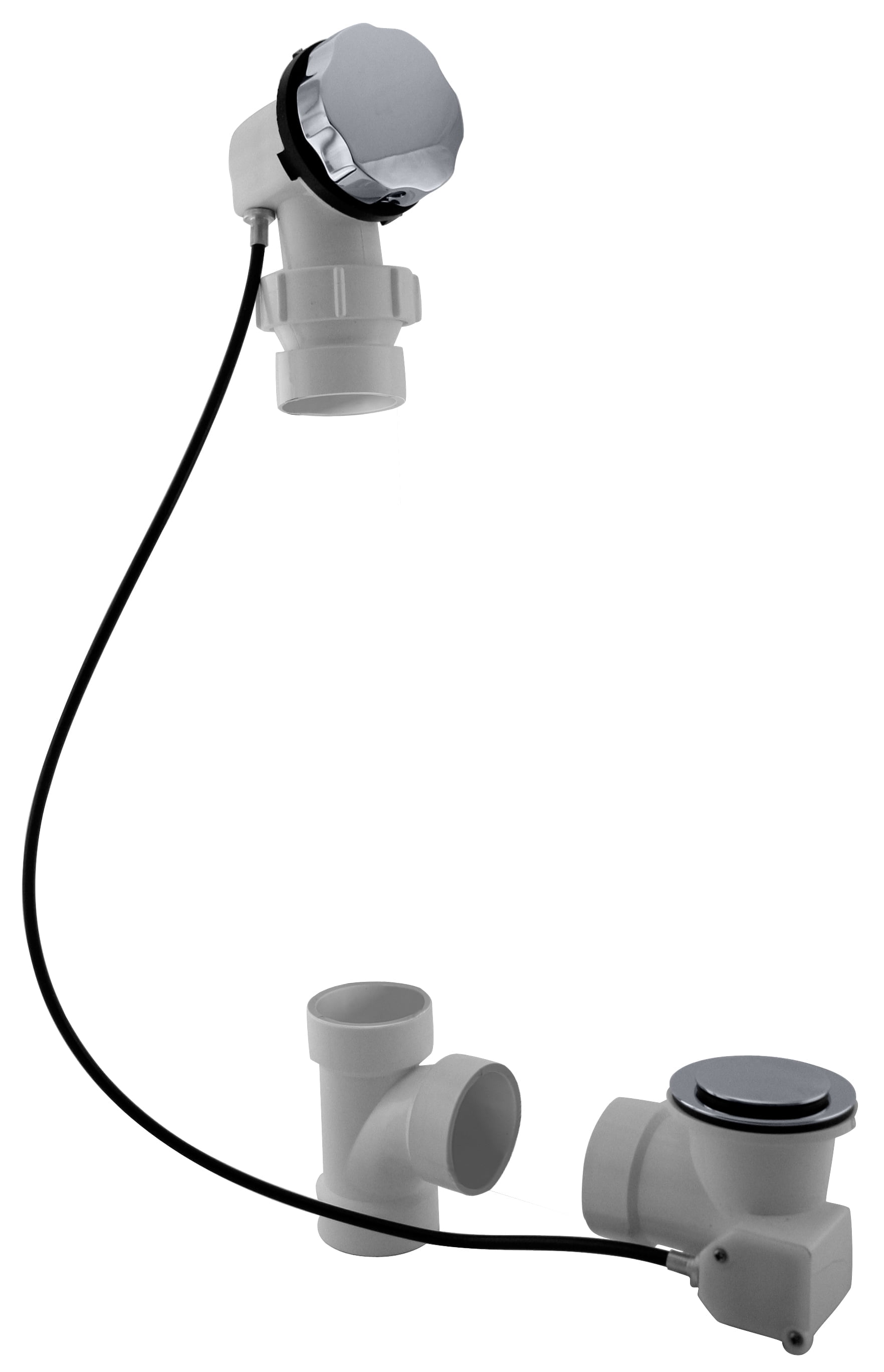 Westbrass 35" Cable Drive Bathtub Kit with Rotary Overflow Knob on a ...