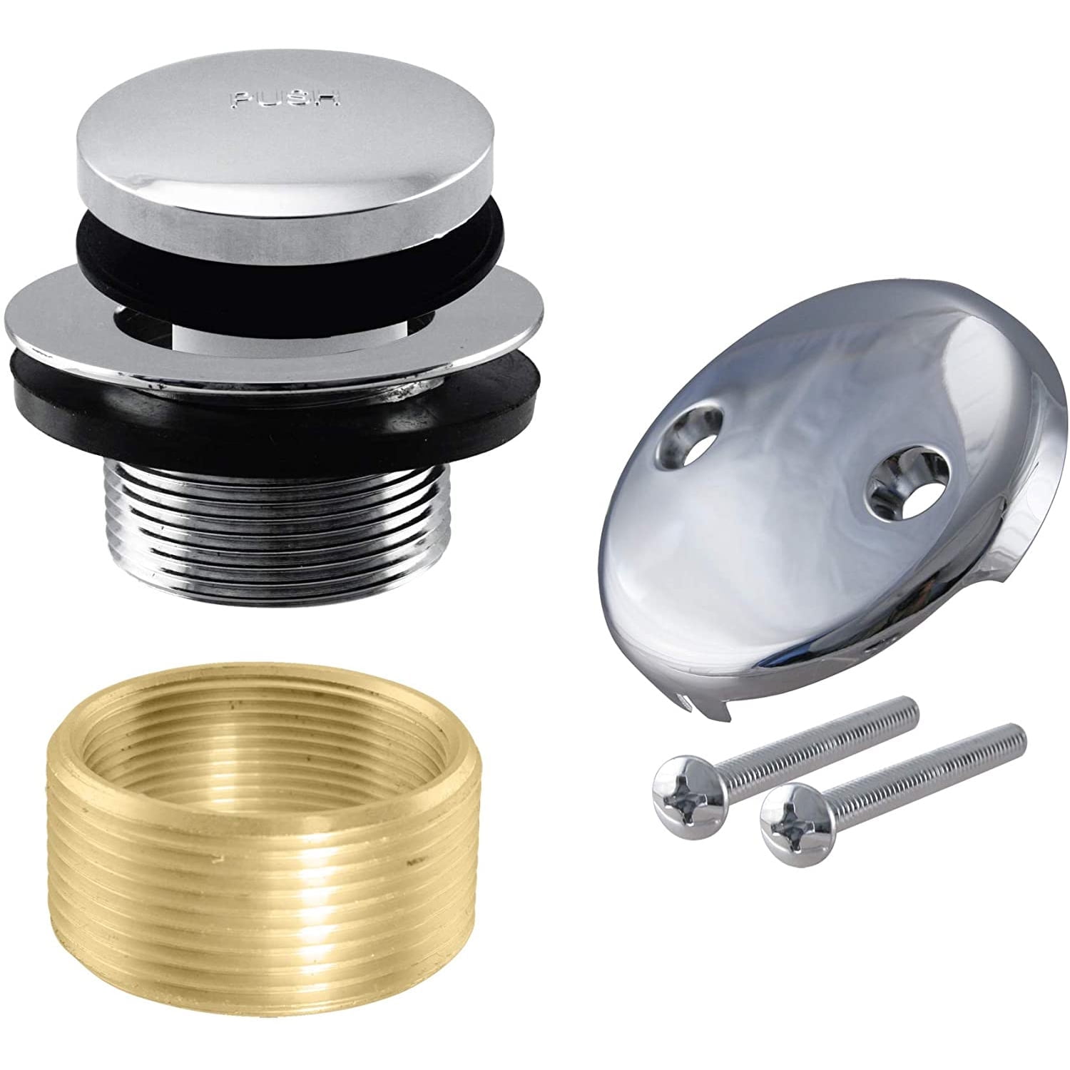 Westbrass Universal Bathtub Tip-Toe Drain Trim with 2-Hole Overflow ...