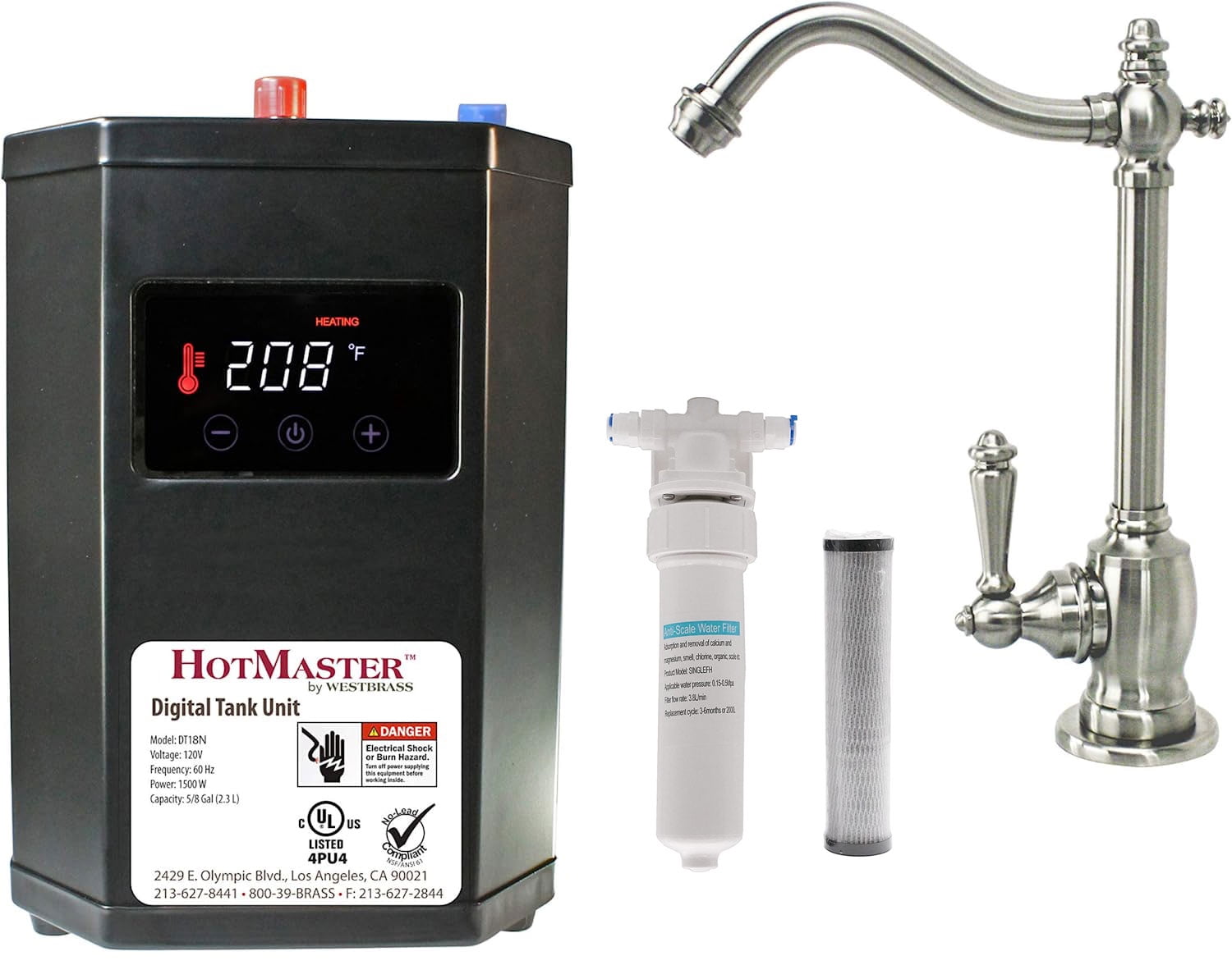 Westbrass Victorian 9" 1-Handle Hot Water Dispenser Faucet with Digital ...