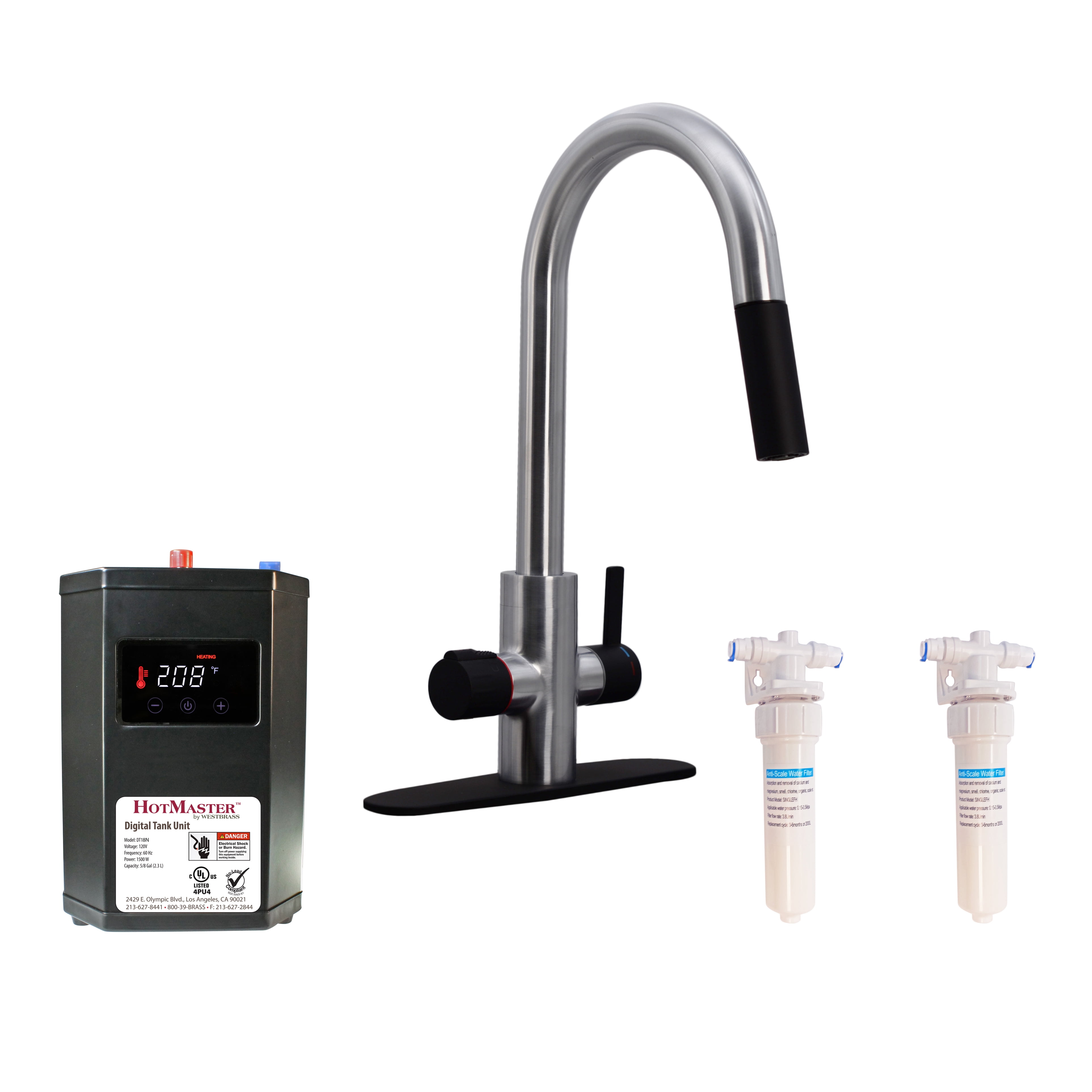 Westbrass KH41AK-2062 4 in 1 Dual Mode Kitchen Faucet Kit with Hot ...