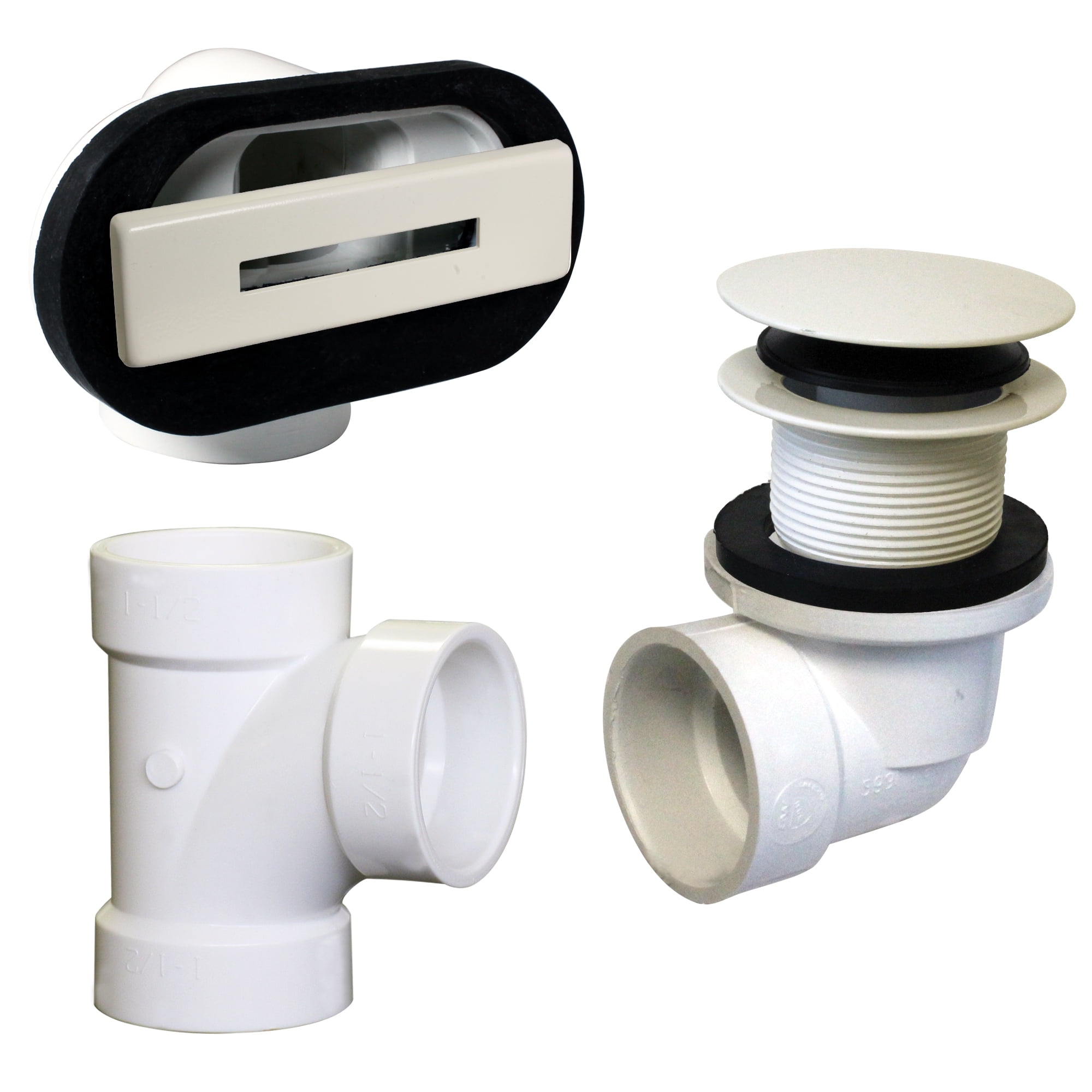 Westbrass Sch. 40 PVC Tip-Toe Bathtub Drain Trim with Linear Overflow ...