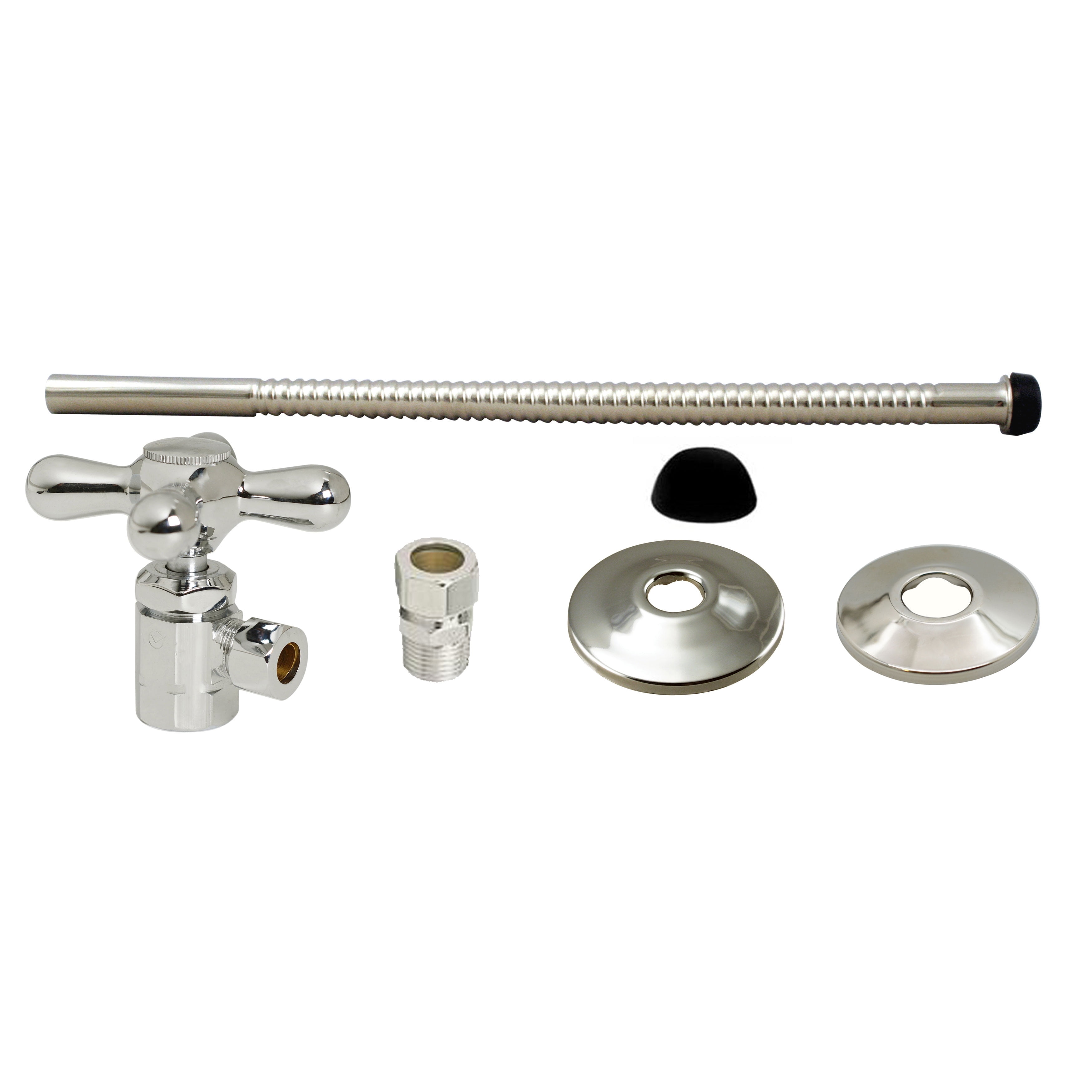 Westbrass Toilet Supply Kit with 12" Corrugated Riser, Cross Handle ...