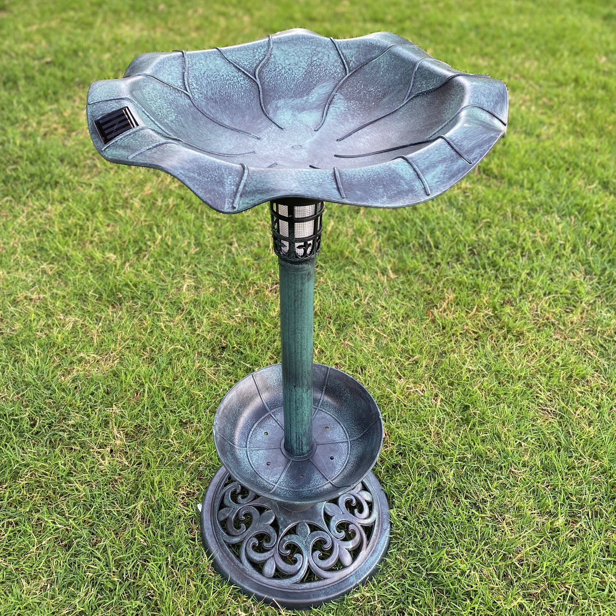 Westcharm 30 Inch Solar Lighted Bird Bath for Yard and Garden with ...