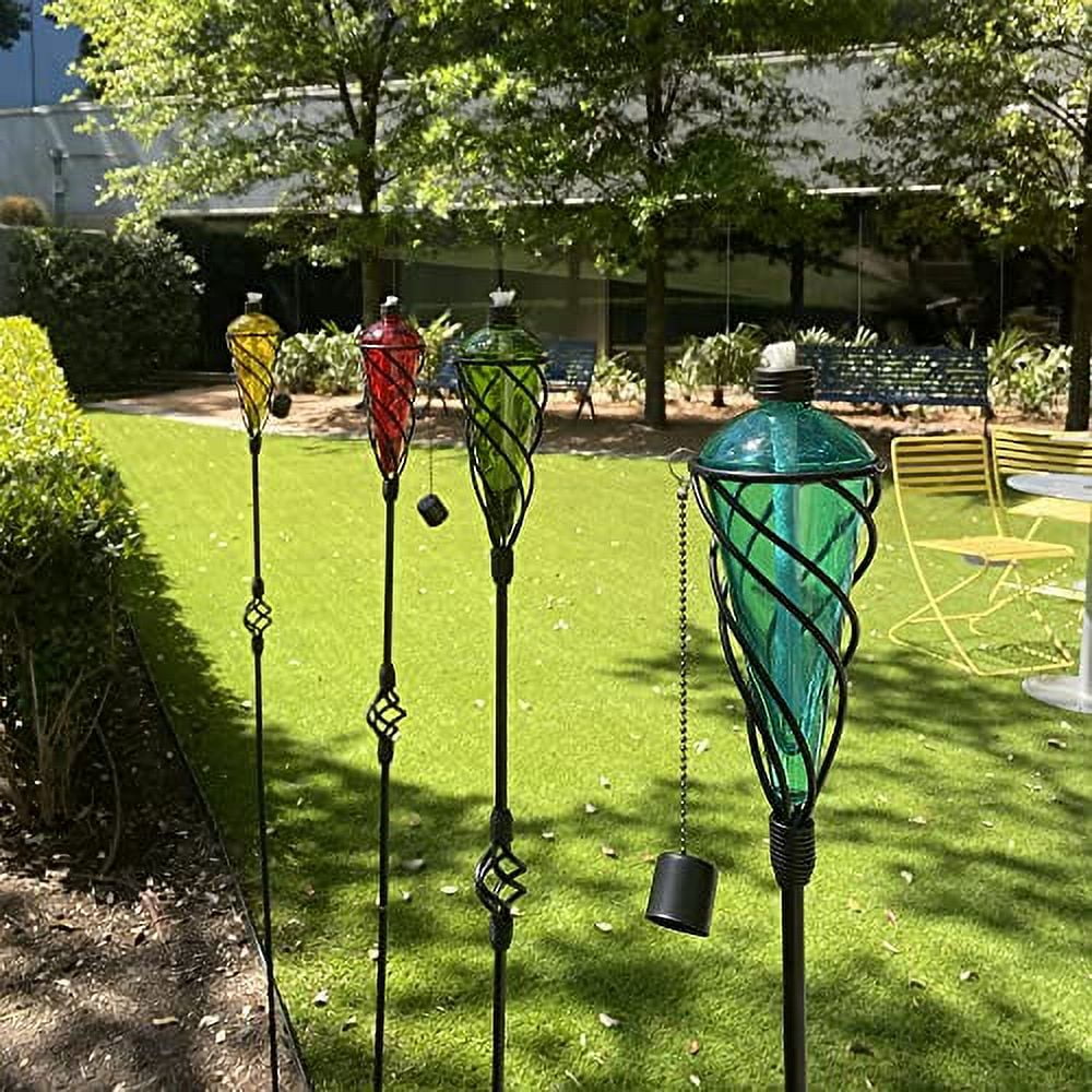Westcharm 4 Pack 60 Inch Glass Garden Torch Light with Swirling Metal ...