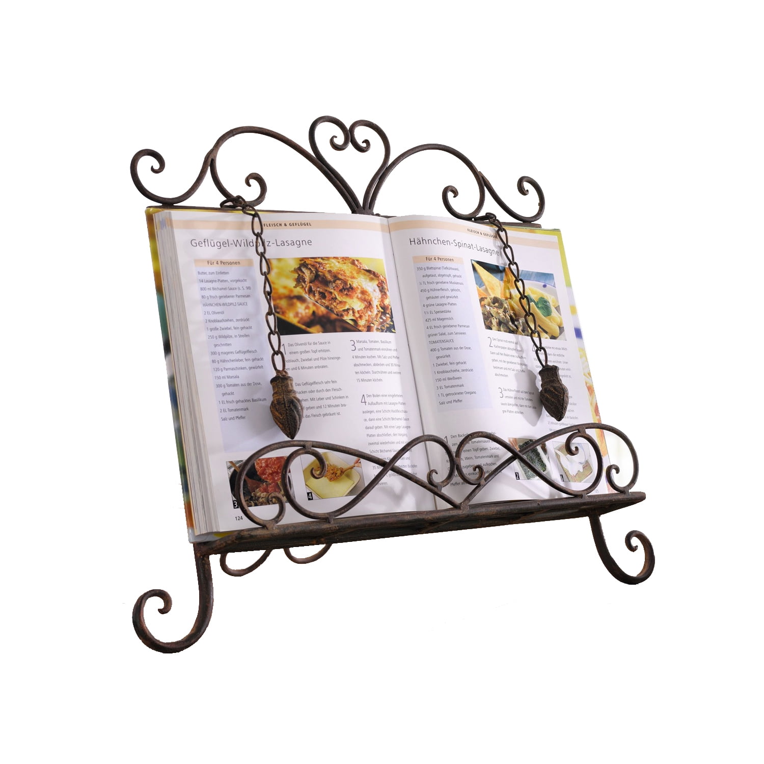 Westcharm Antique Metal Kitchen Cookbook Display Stand, Recipe Book and ...
