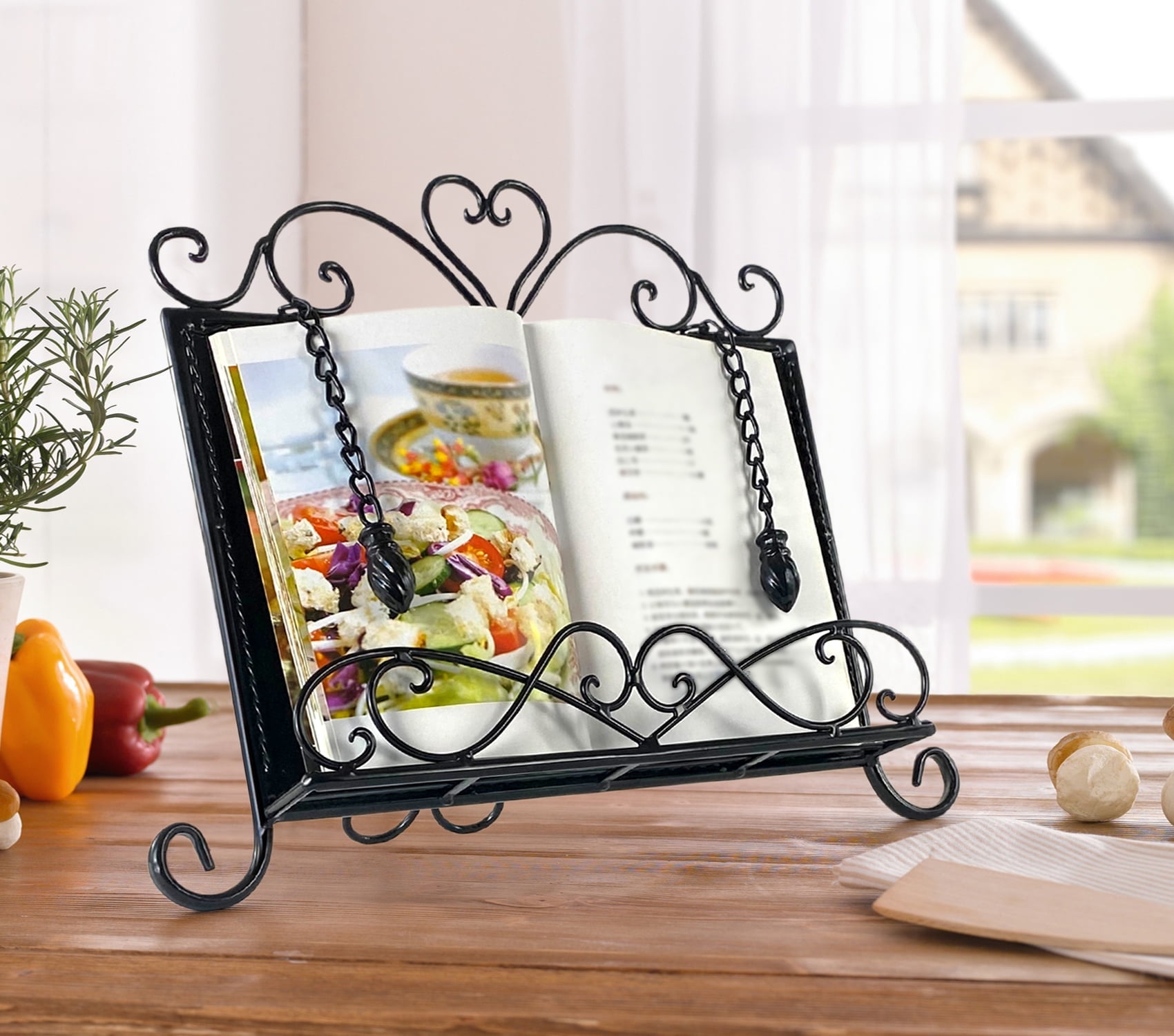 Westcharm Metal Kitchen Cookbook Display Stand, Recipe Book and iPad ...