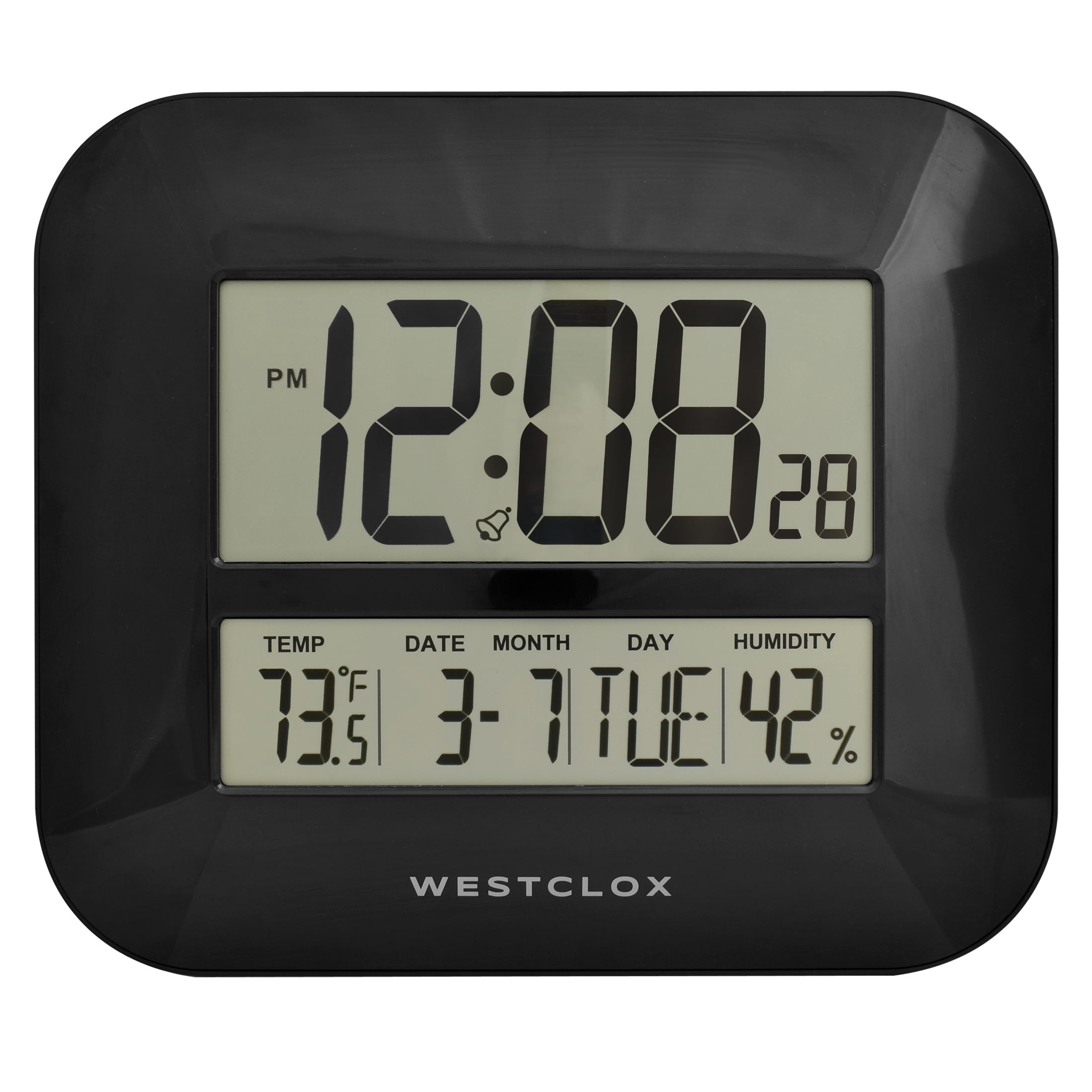 Westclox 11.5" Quartz Digital Battery Operated Wall Clock, Temperature ...