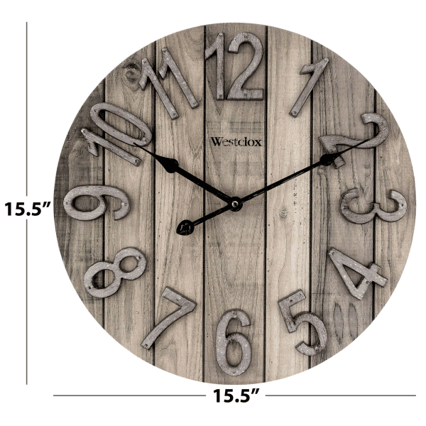 Westclox 15.5" Brown Farmhouse Style Wood Grain Analog QA Wall Clock ...