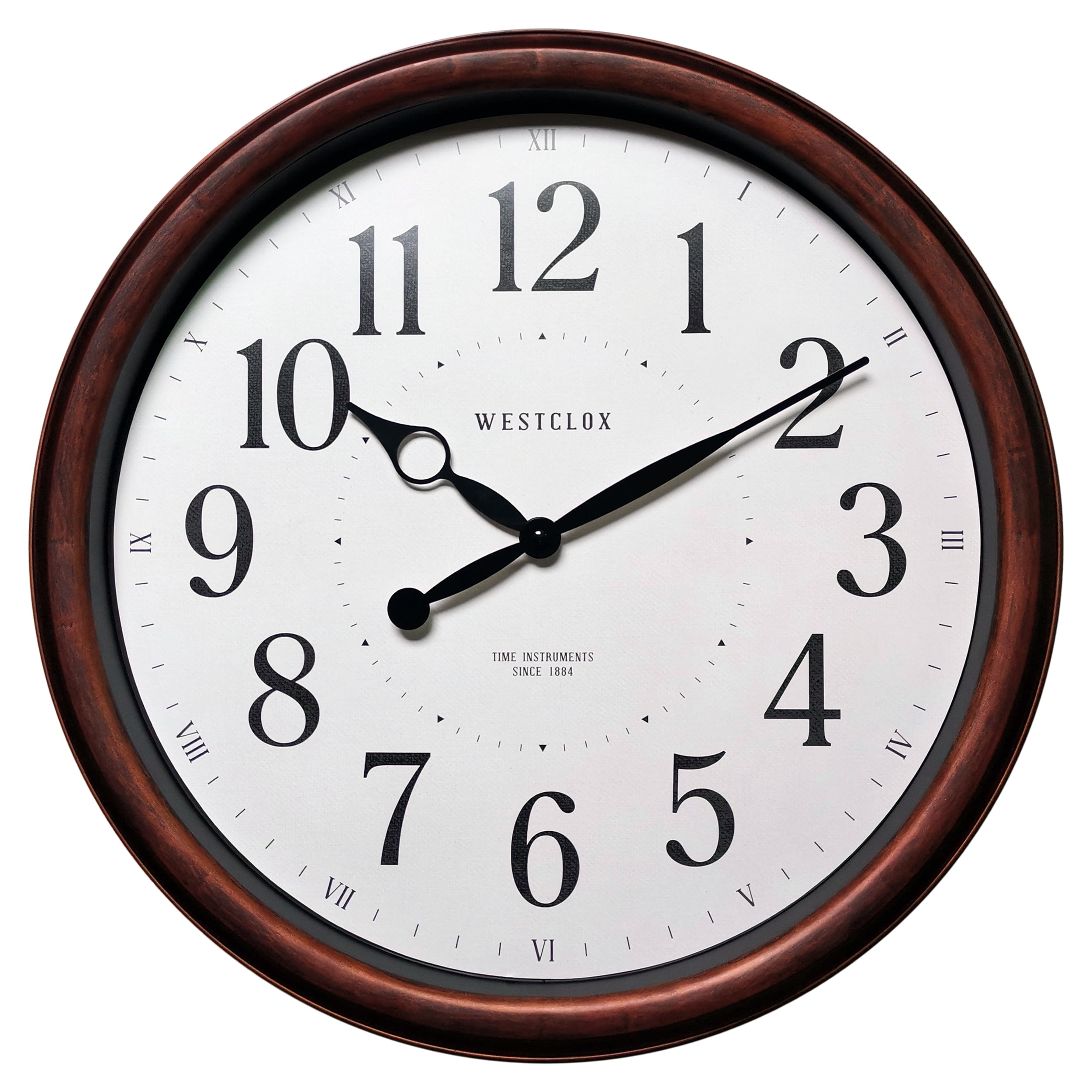 Westclox 20" Analog Quartz Accurate Brown Woodgrain Finish Wall Clock ...