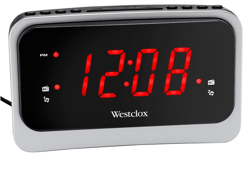 Westclox Alarm Clock Radio, 1.4-inch Red LED, Nature Sounds, FM/AM, USB ...