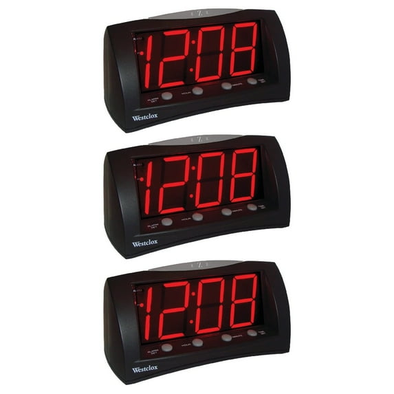 Westclox Alarm Clock Large Red LED Numbers Oversized Snooze Button ...