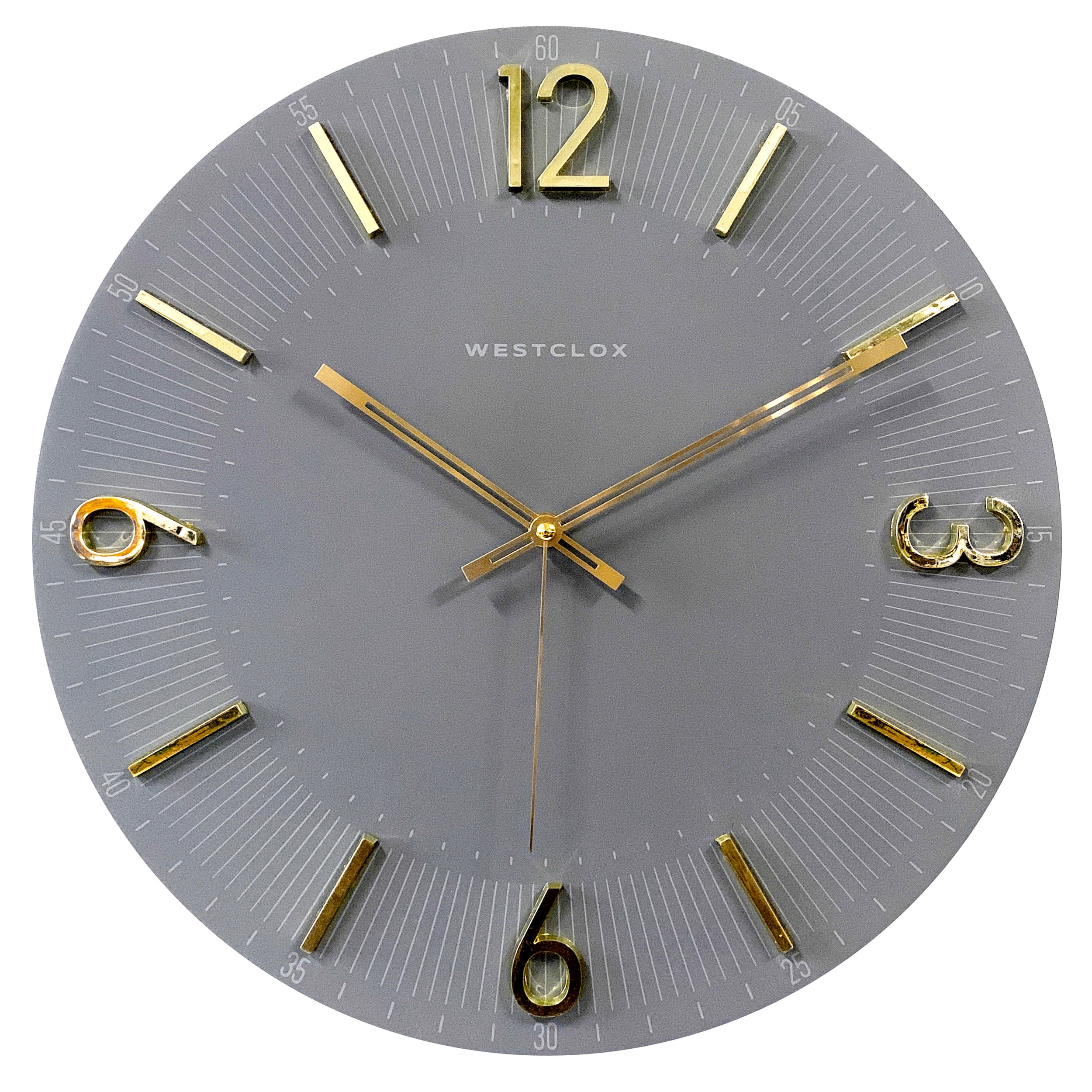 Westclox Contemporary 16" Analog QA Wall Clock-Gray with Raised Gold ...