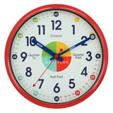 Westclox Red 12" Time Teacher Analog QA Wall Clock with Quiet Sweep ...