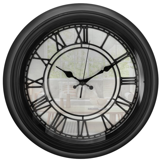 Westclox Round Black 14" Quartz Accuracy Analog Mirror Wall Clock with ...