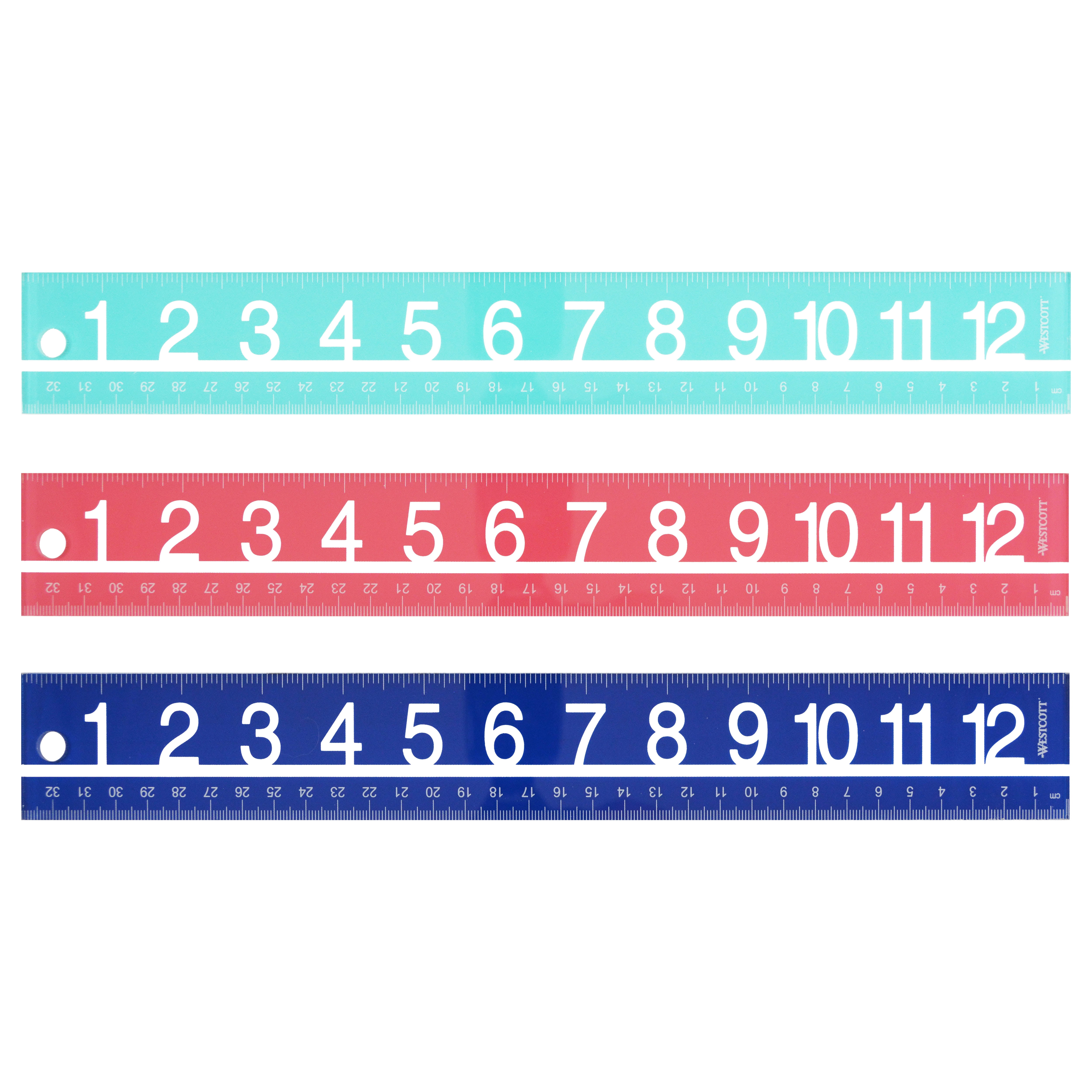 Westcott 12" Large Numbers Acrylic Ruler, Assorted Colors - Walmart.com