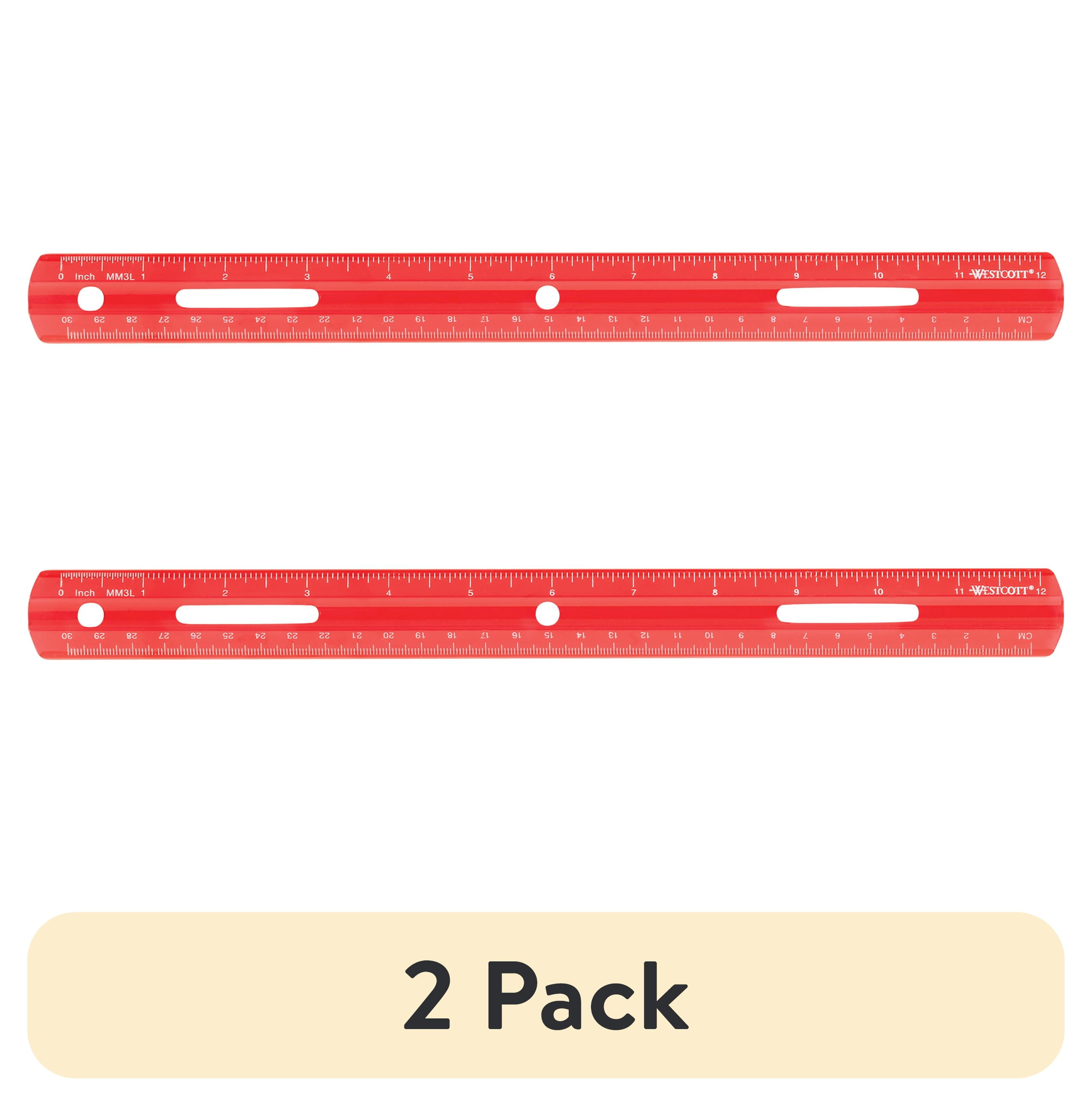 (2 pack) Westcott 12" Plastic Ruler, 1 Each and Not Bulk, Red, Yellow ...
