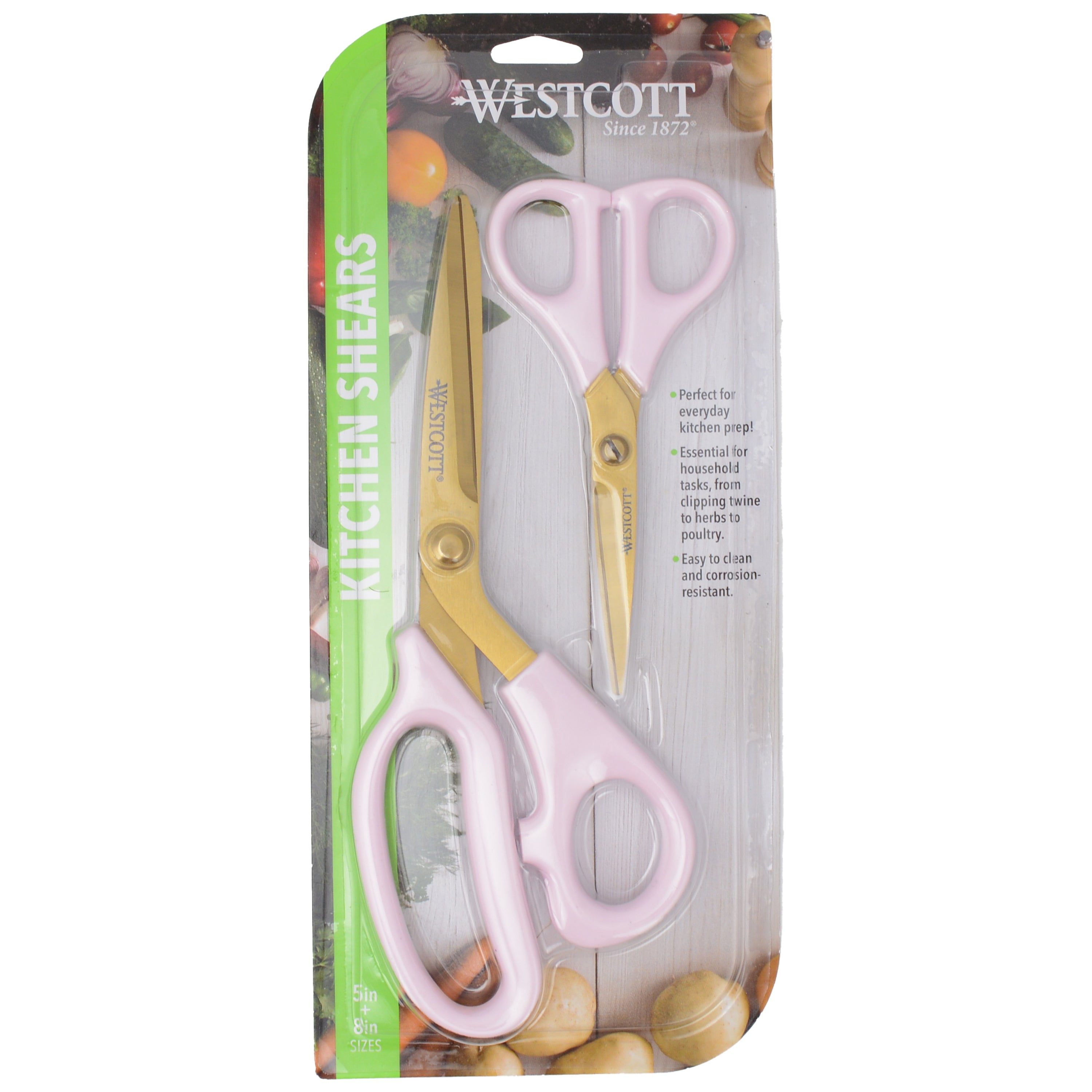 Westcott 2-Pack 8in/5in All Purpose Kitchen Shears and Snip, Pink with ...