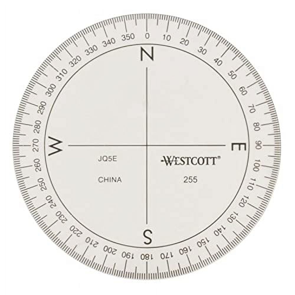 Westcott 3 1/2-Inch 360 Degree Compass Protractor, Transparent (255 ...