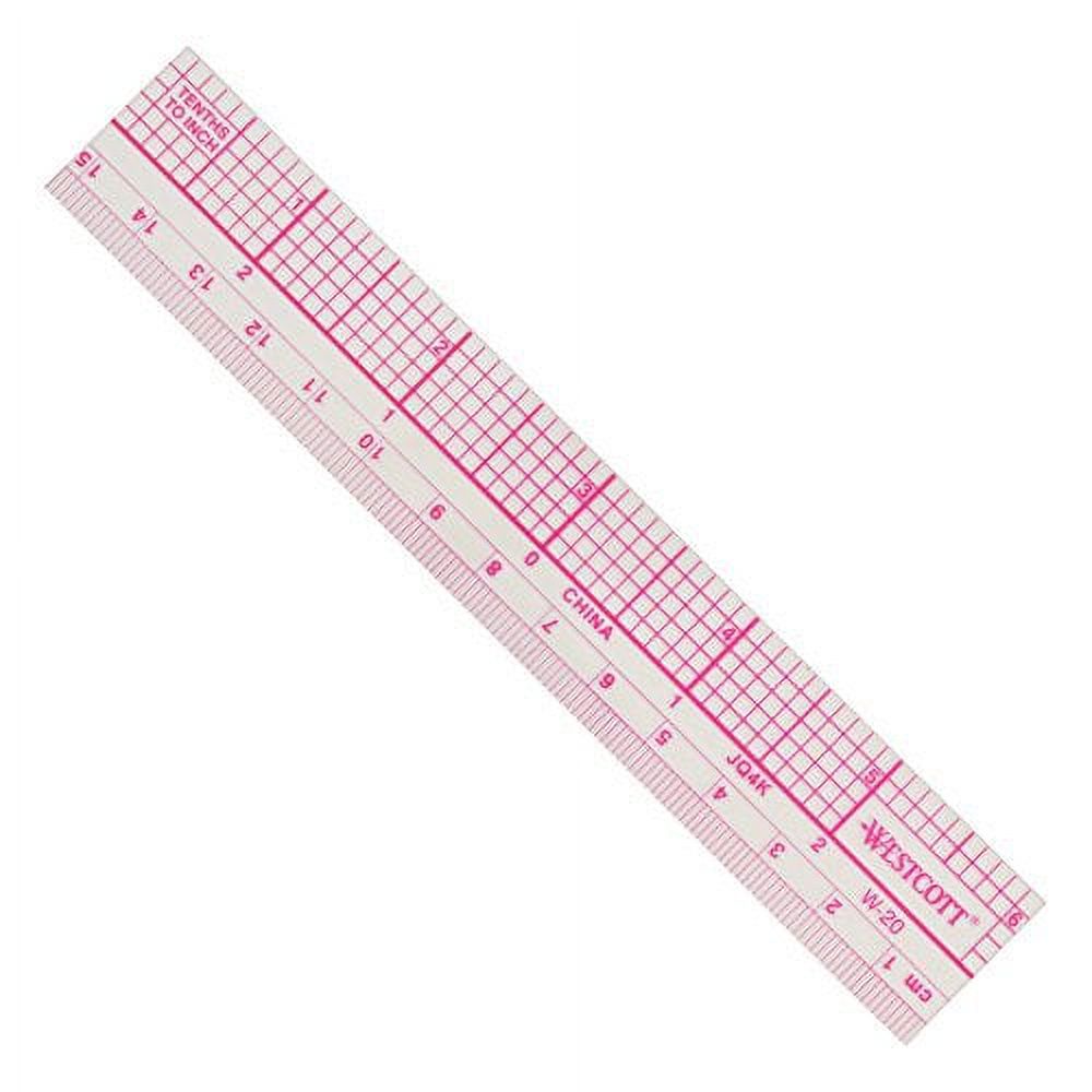 Westcott 6" 10ths Transparent .. Graph Ruler, Inches/Metric ...