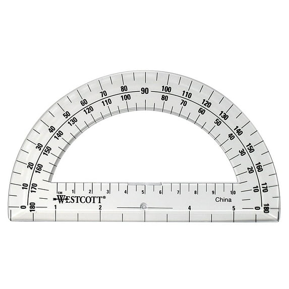 Westcott 6 inch Student Clear Plastic Circular Protractor Tool, 1 Piece ...