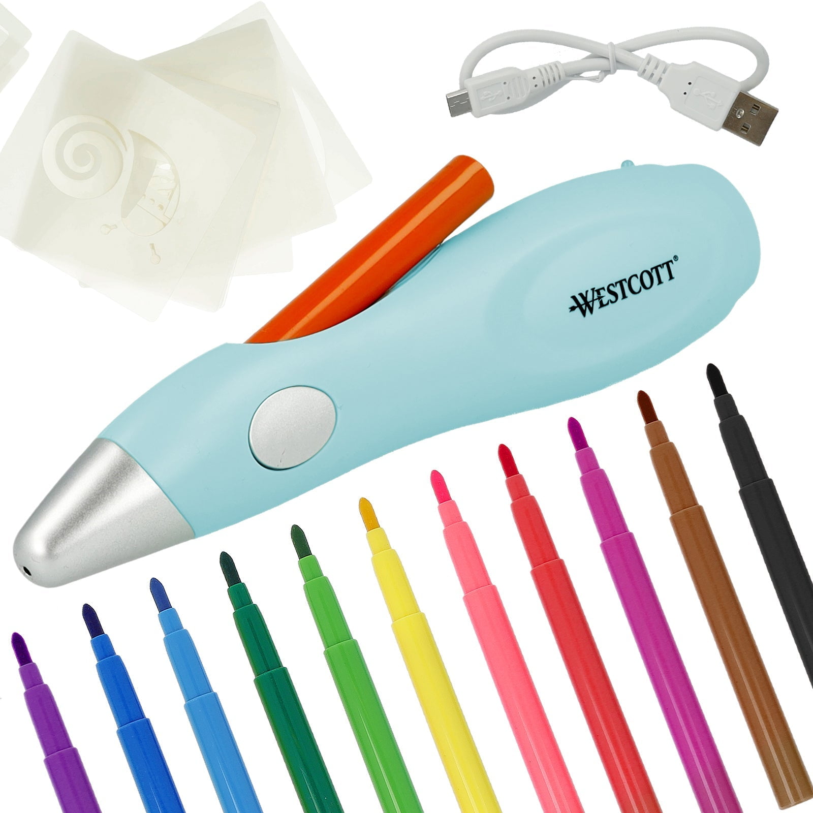 WESTCOTT Magic Pen Airbrush Set, Battery Charged with USB Cable, 12 ...