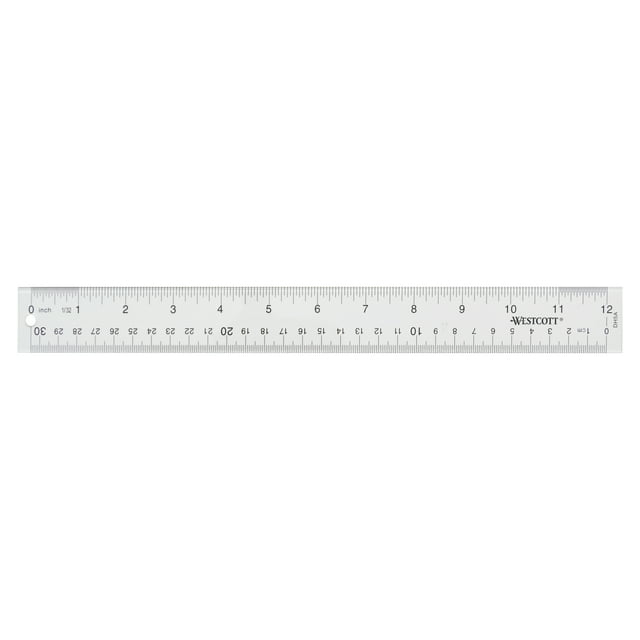 Westcott 12" Clear Acrylic Ruler, Metric Imperial, Office, 0.06 lbs., 1 ...