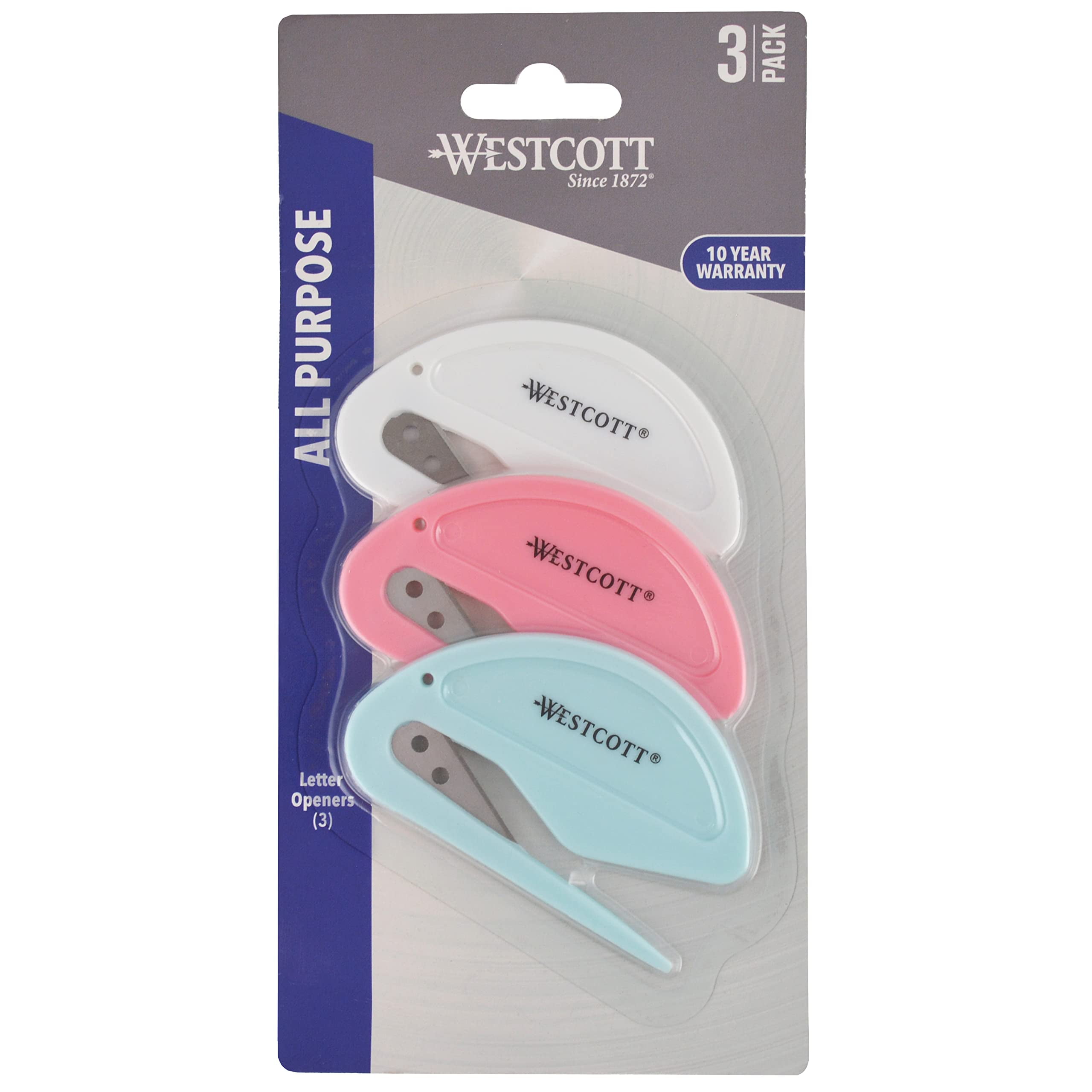 Westcott All Purpose Compact Letter Opener 3pk, Assorted Colors ...