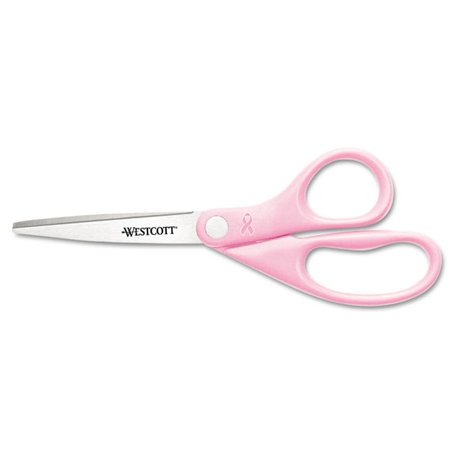 Westcott All Purpose Pink Ribbon Scissors, 8" Long, 3.5" Cut Length ...