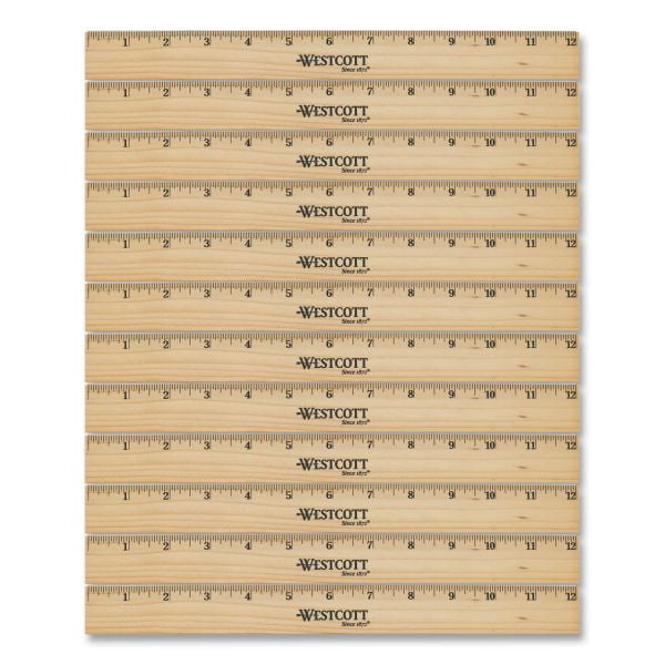 Westcott Beveled Wood Ruler, Standard, 12" Long, Natural Hardwood, 12 ...