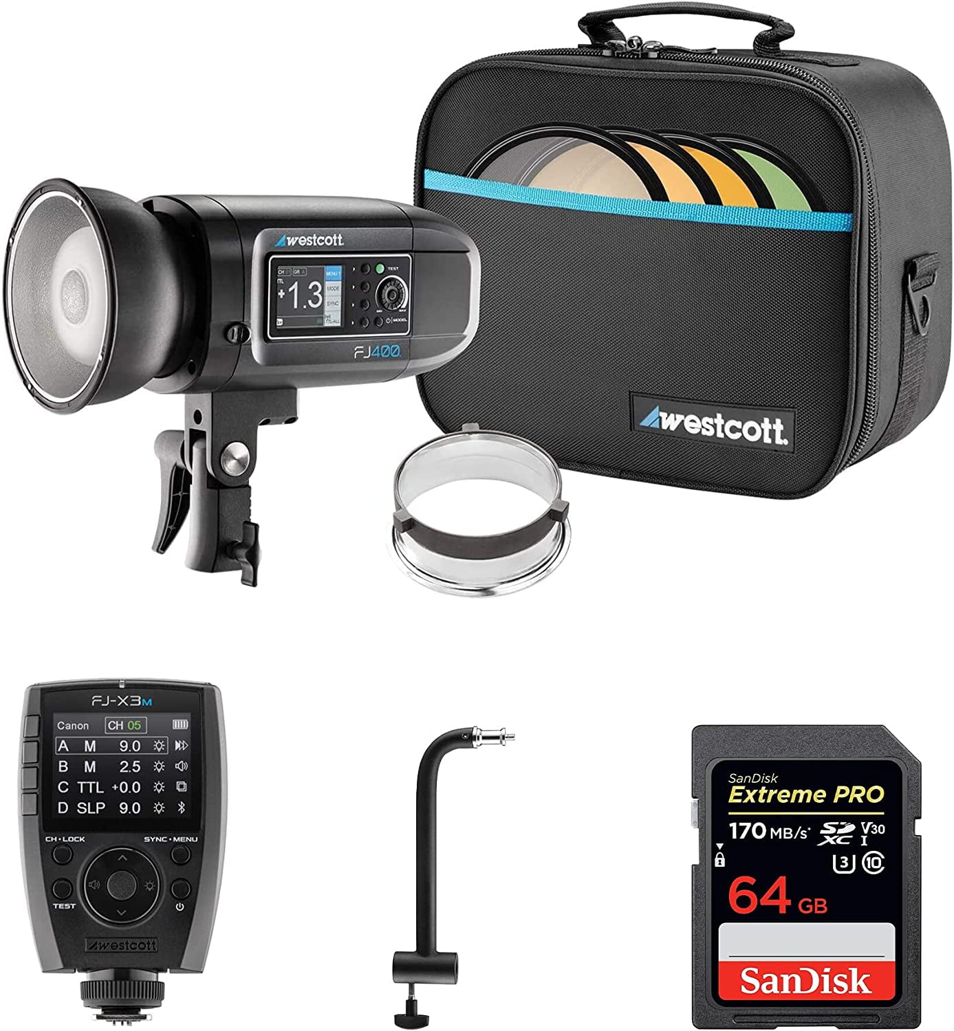 Westcott FJ400 400W Strobe with AC/DC Battery, FJ-X2m Flash Trigger, 8 ...