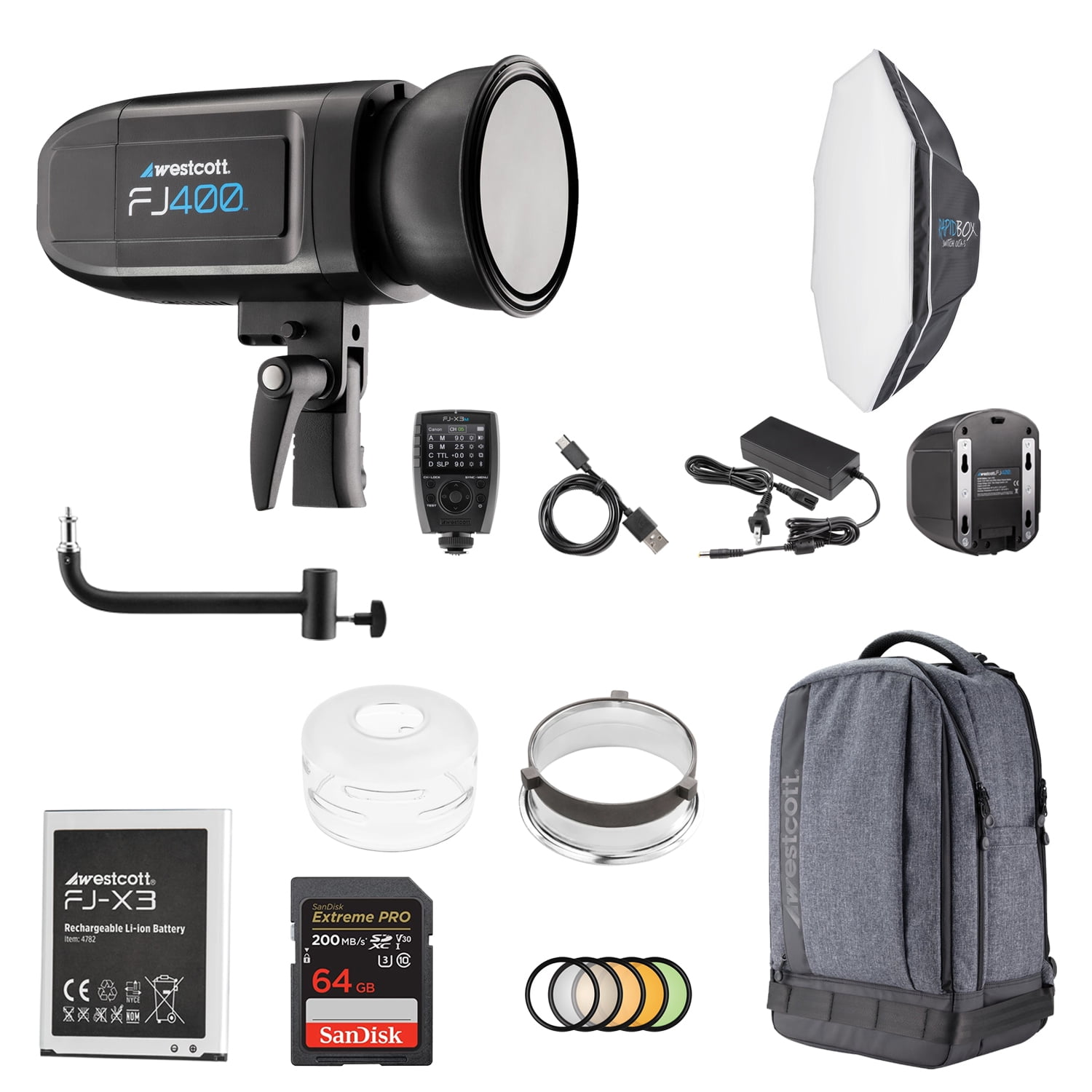 Westcott FJ400 Strobe 1-Light Backpack Lighting Kit with FJ-X3m ...
