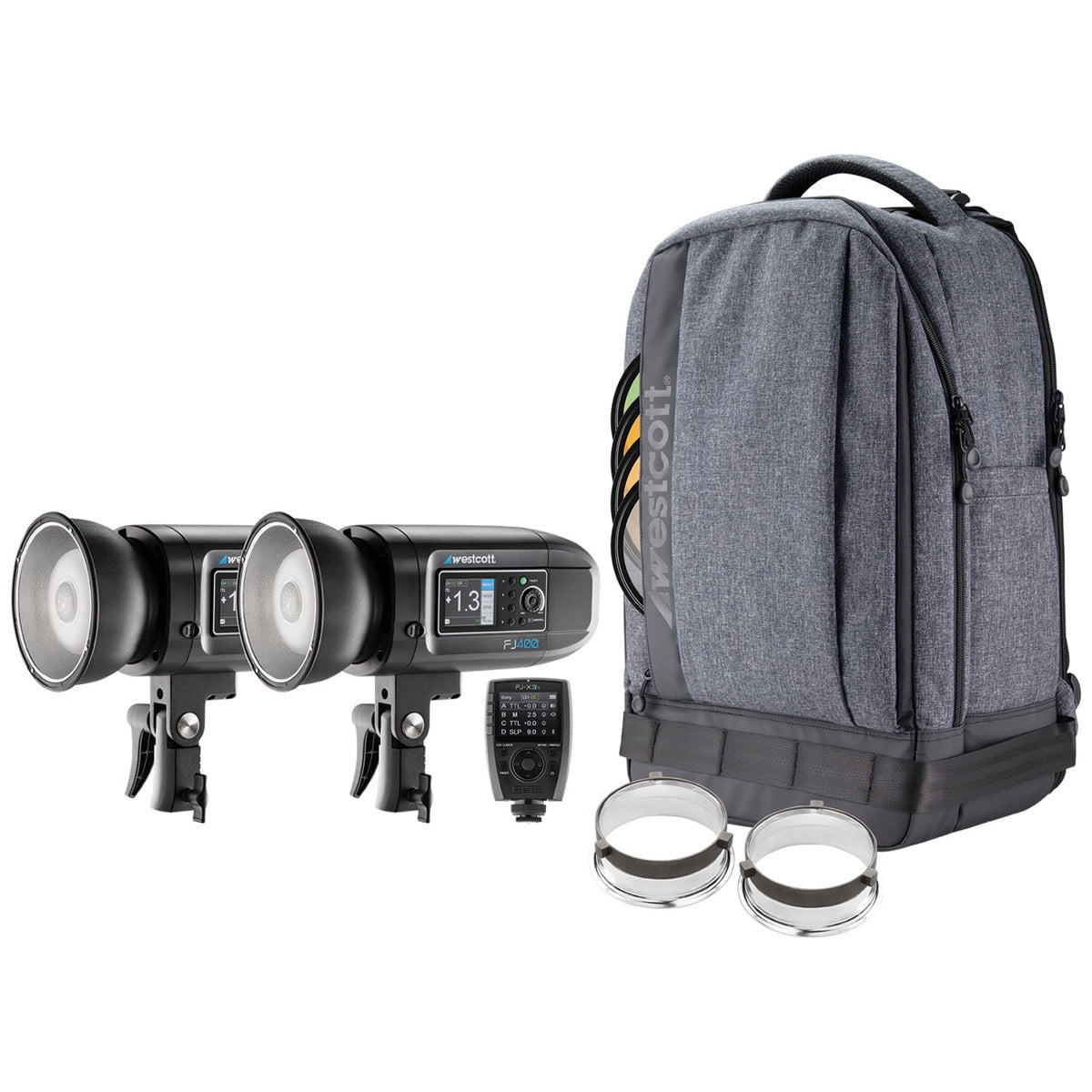 Westcott FJ400 Strobe 2-Light Backpack Kit with FJ-X3s Wireless Trigger for Sony Cameras ...