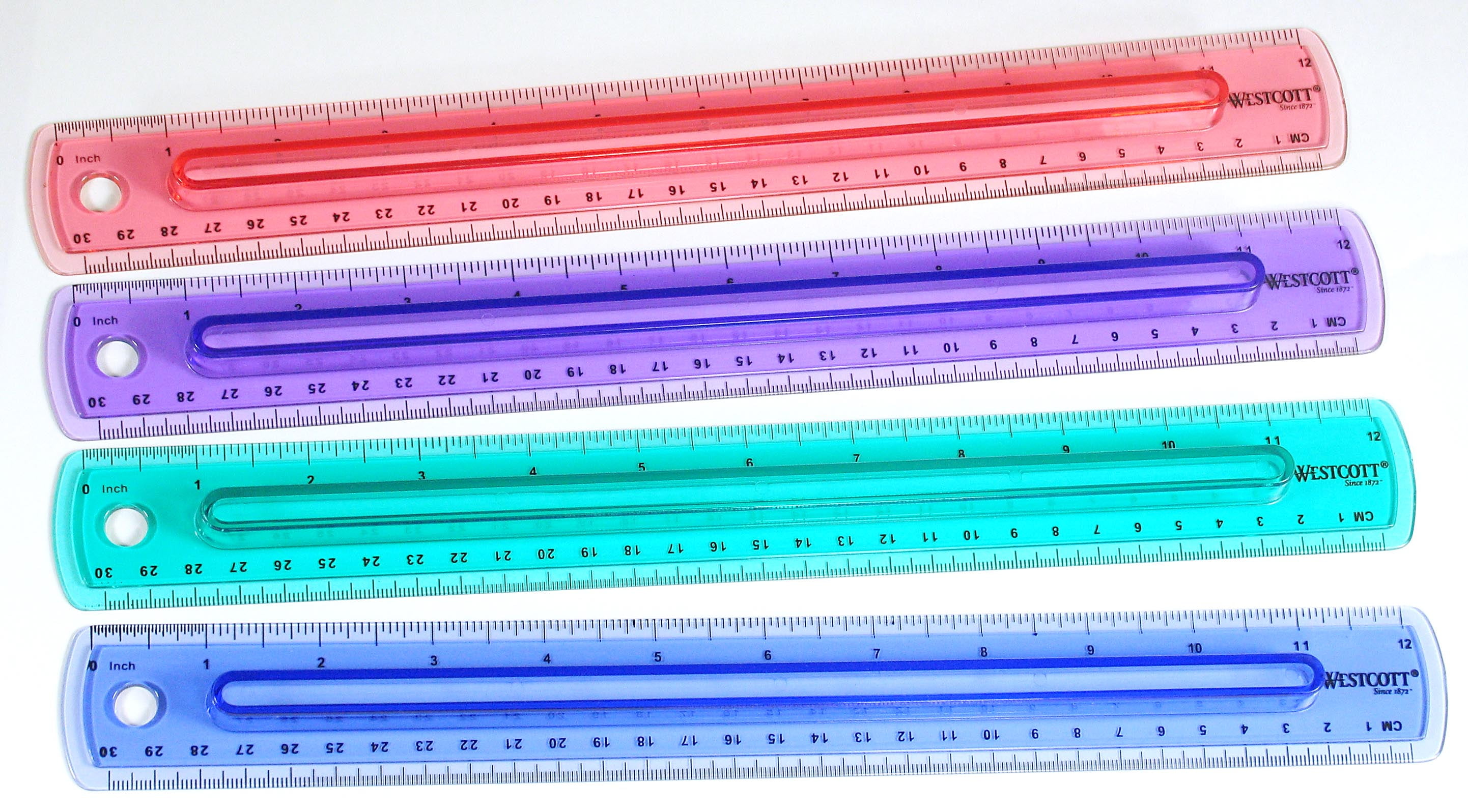 "Westcott Colored Finger Grip Ruler, 12"", Metric & Imperial, Plastic ...